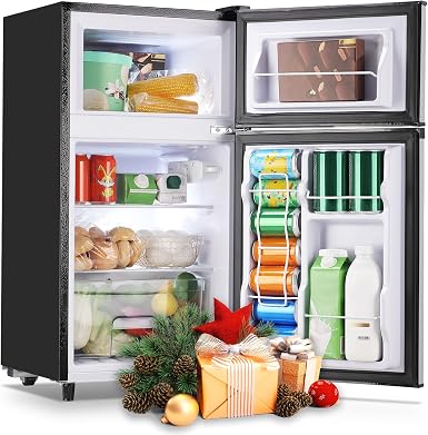 Amazon.com: WANAI Double Door Small Refrigerator with Freezer-on-top, 3 ...