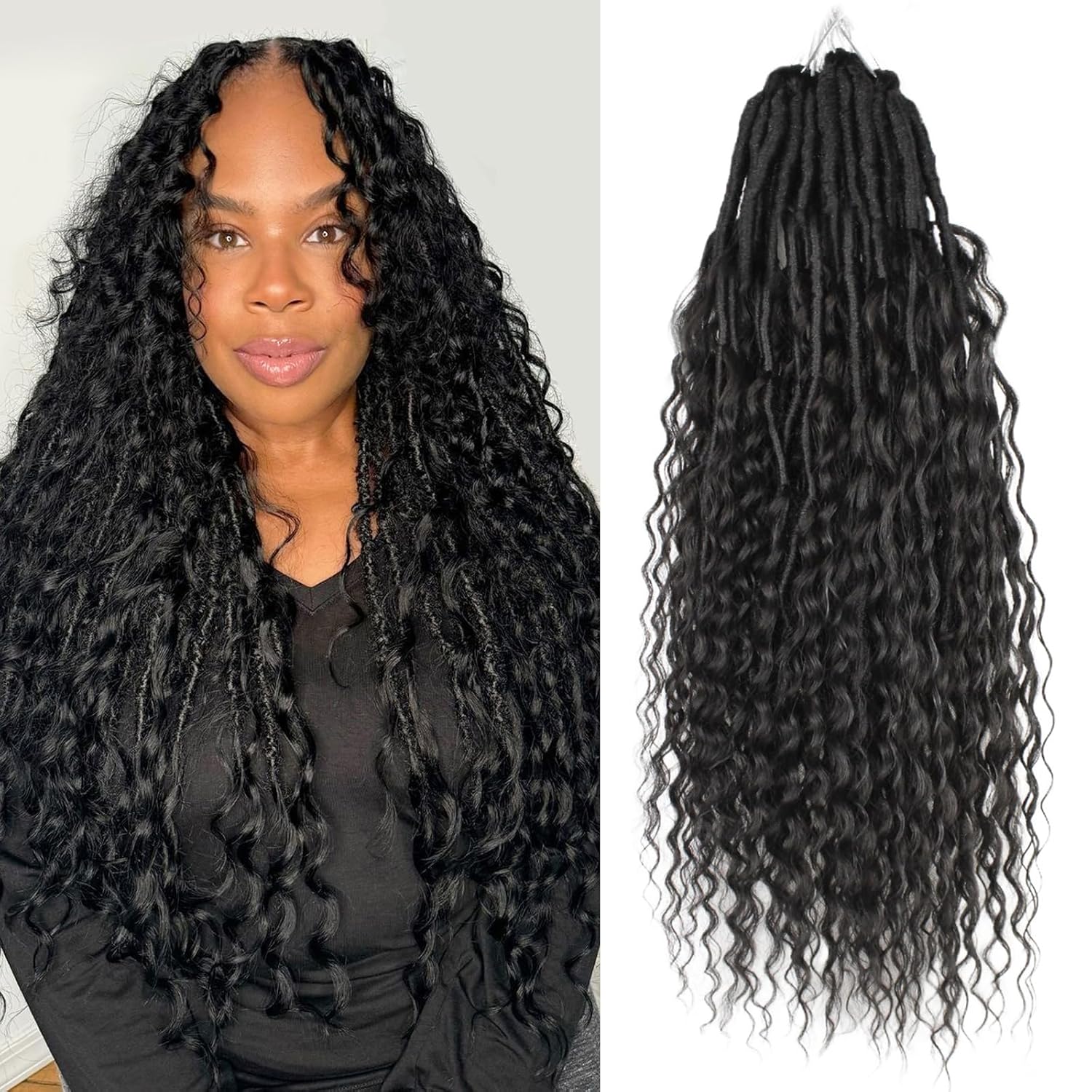 Amazon.com : Knovotch Boho Faux Locs With Curly Pure Protein Fiber ...