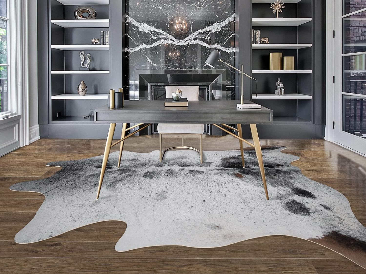 Amazon.com: Modern Cowhide Rug Neutral Grey Rugs Large Cow Hide Rug 8x6 ...