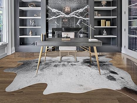 Amazon.com: Modern Cowhide Rug Neutral Grey Rugs Large Cow Hide Rug 8x6 ...