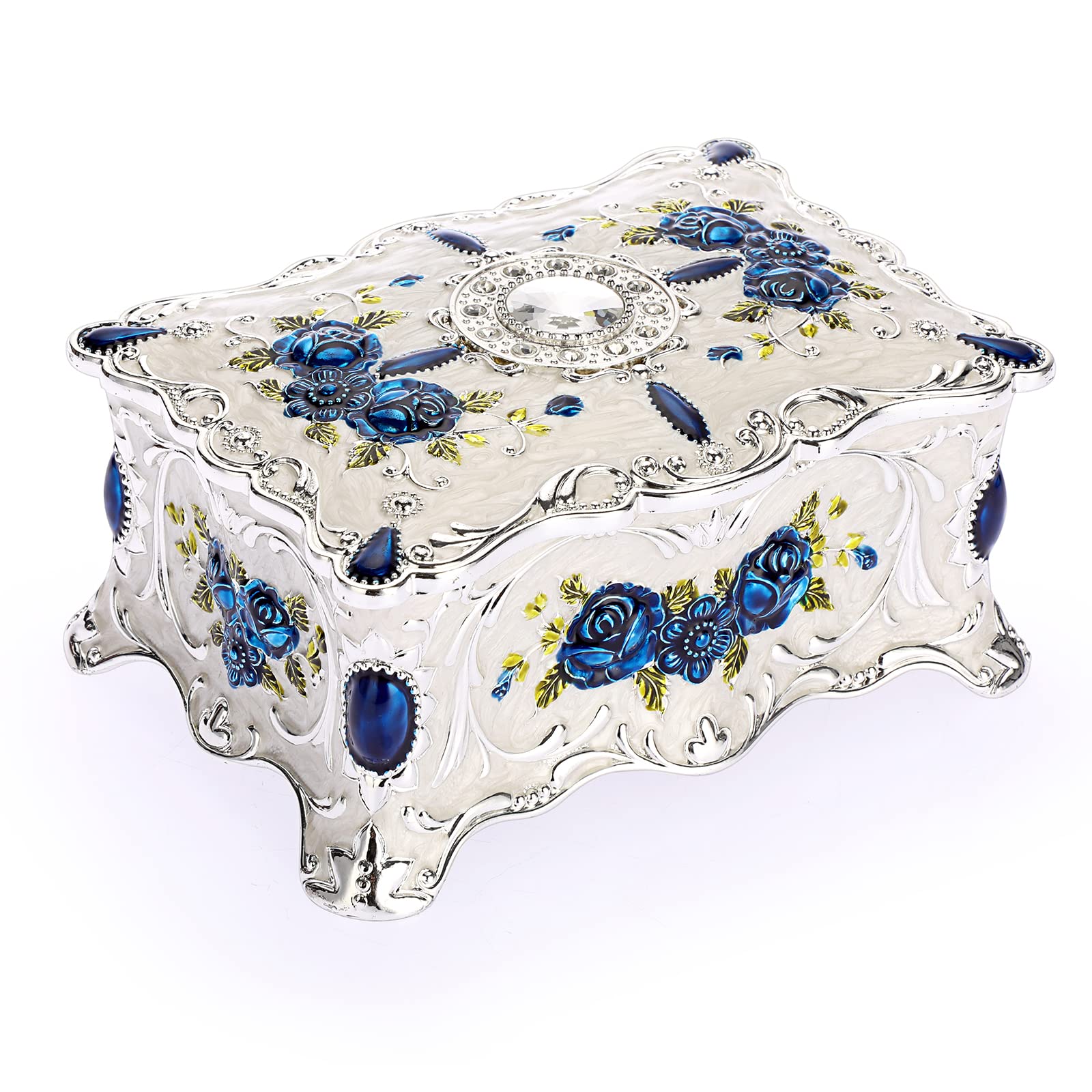 Amazon.com: Hipiwe Vintage Metal Jewelry Box Luxury Rectangular Trinket ...