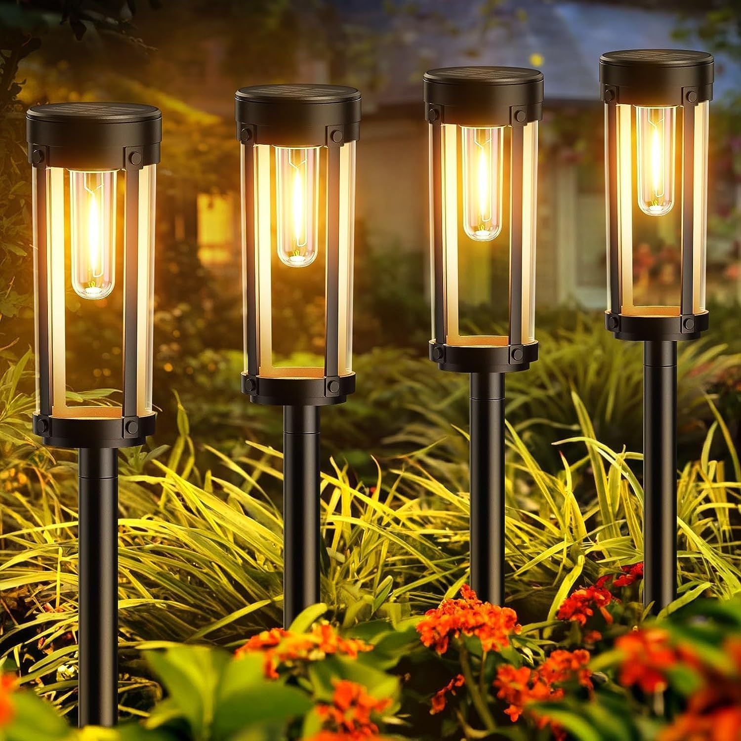 LETMY Solar Lights Outdoor, 6 Pack Bright Solar Pathway Lights Outdoor ...