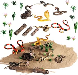 Amazon.com: Sratte 26 Pcs Fake Snake Figurines Toys Miniature Flowers ...