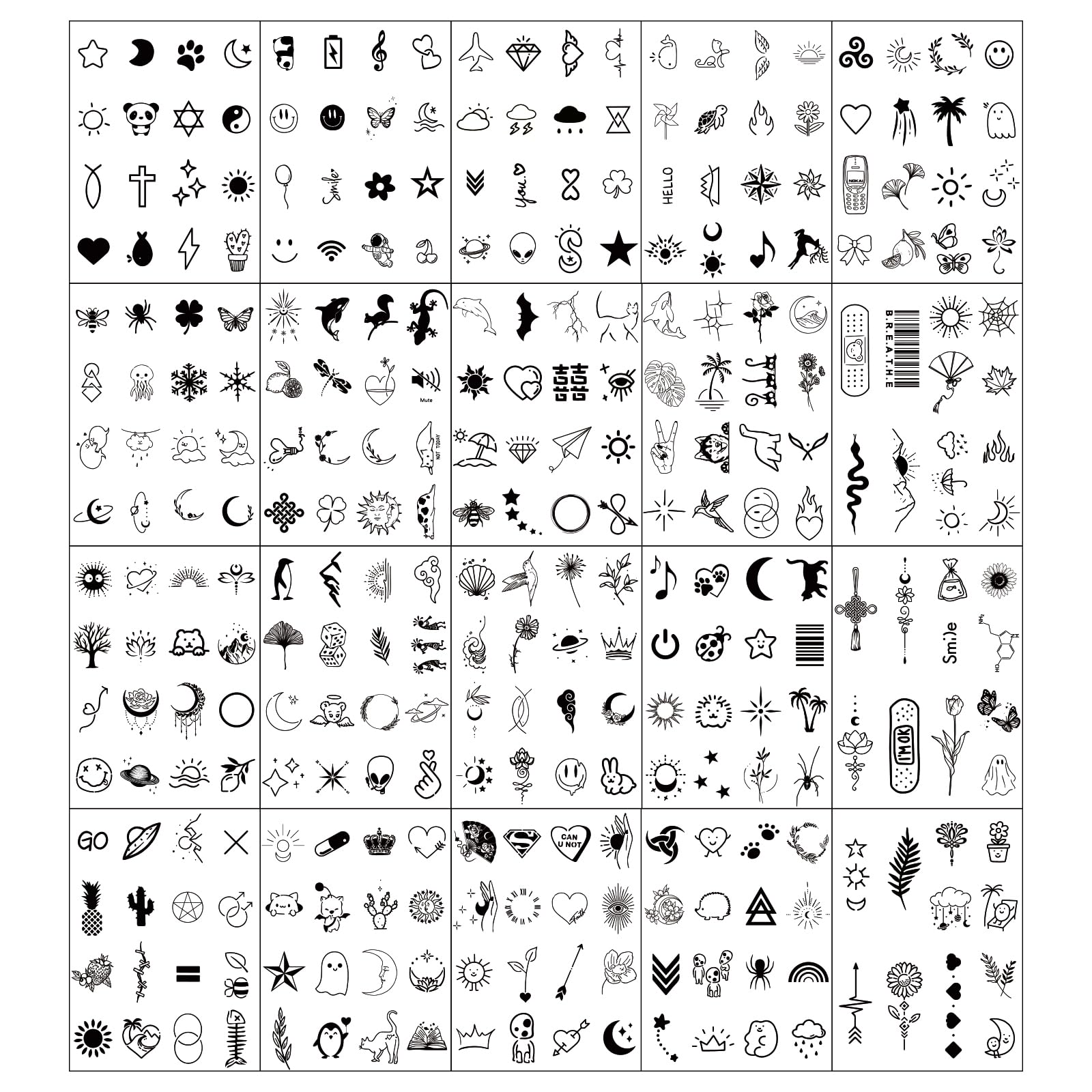Amazon.com : 20 Sheets 300PCS Tiny Small Stickers Temporary Tattoos ...