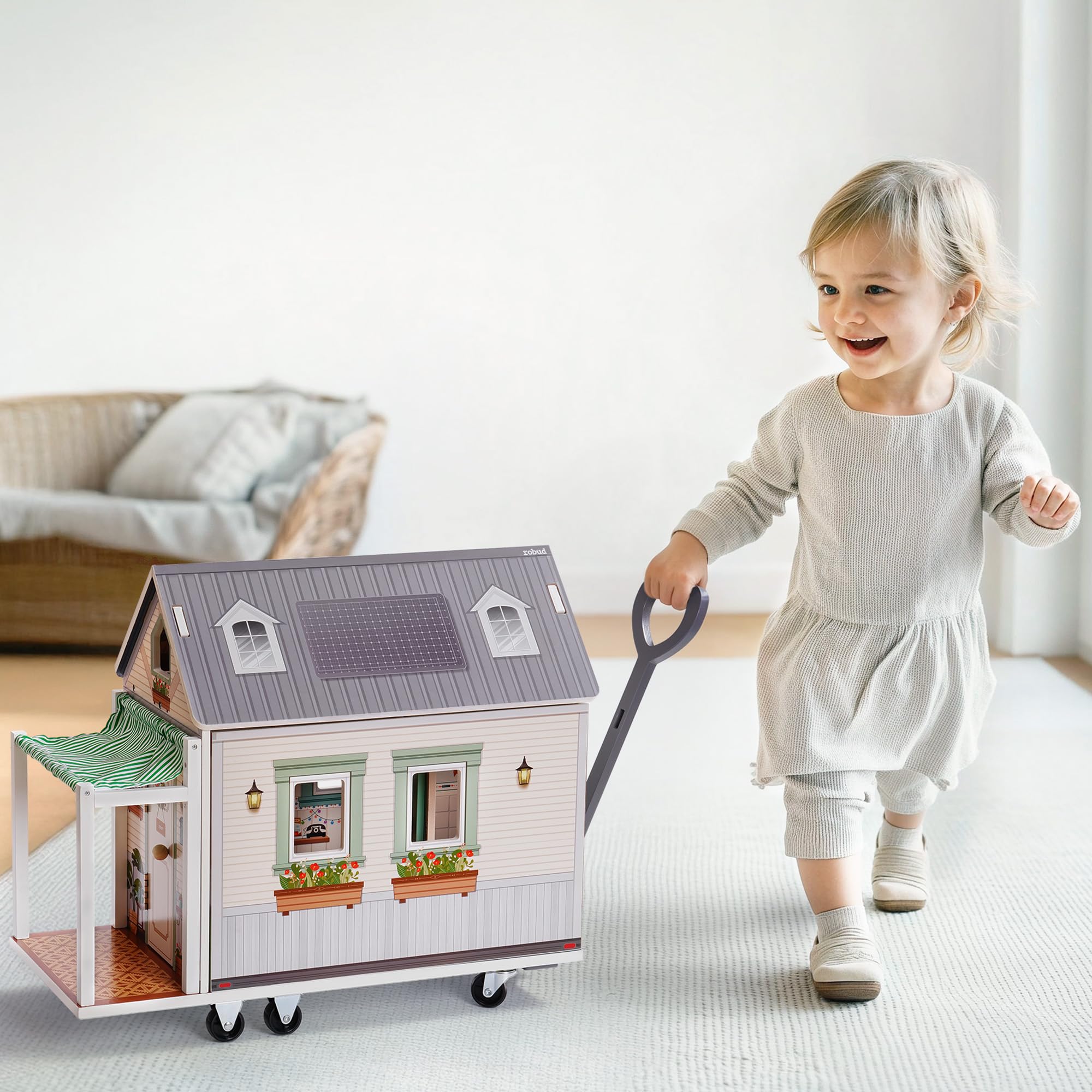 Amazon.com: ROBUD Doll House - Wooden Realistic Camper Van Dollhouse ...