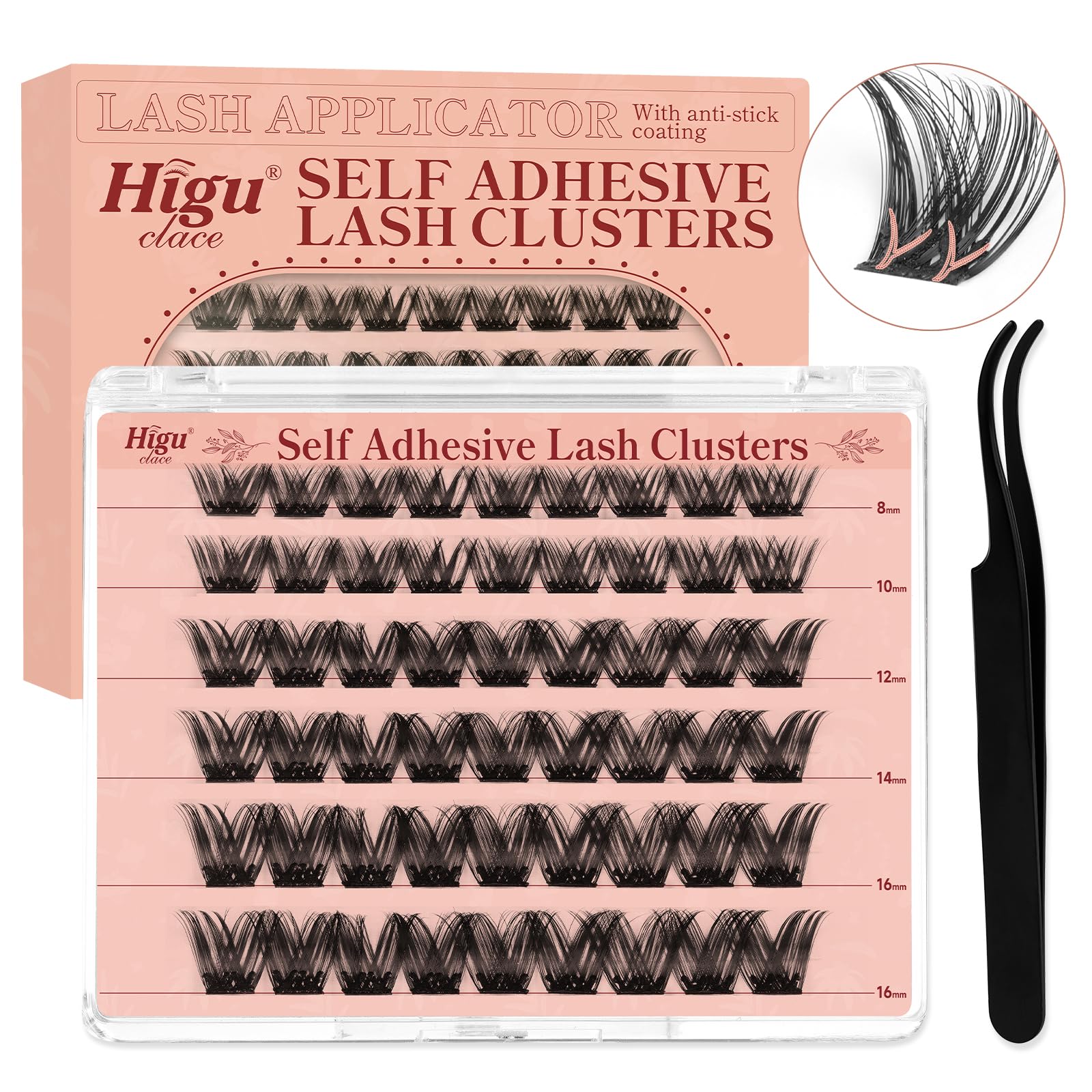 Higu clace Self Adhesive Eyelashes 54pcs, D curl Pre-Glued Lash ...