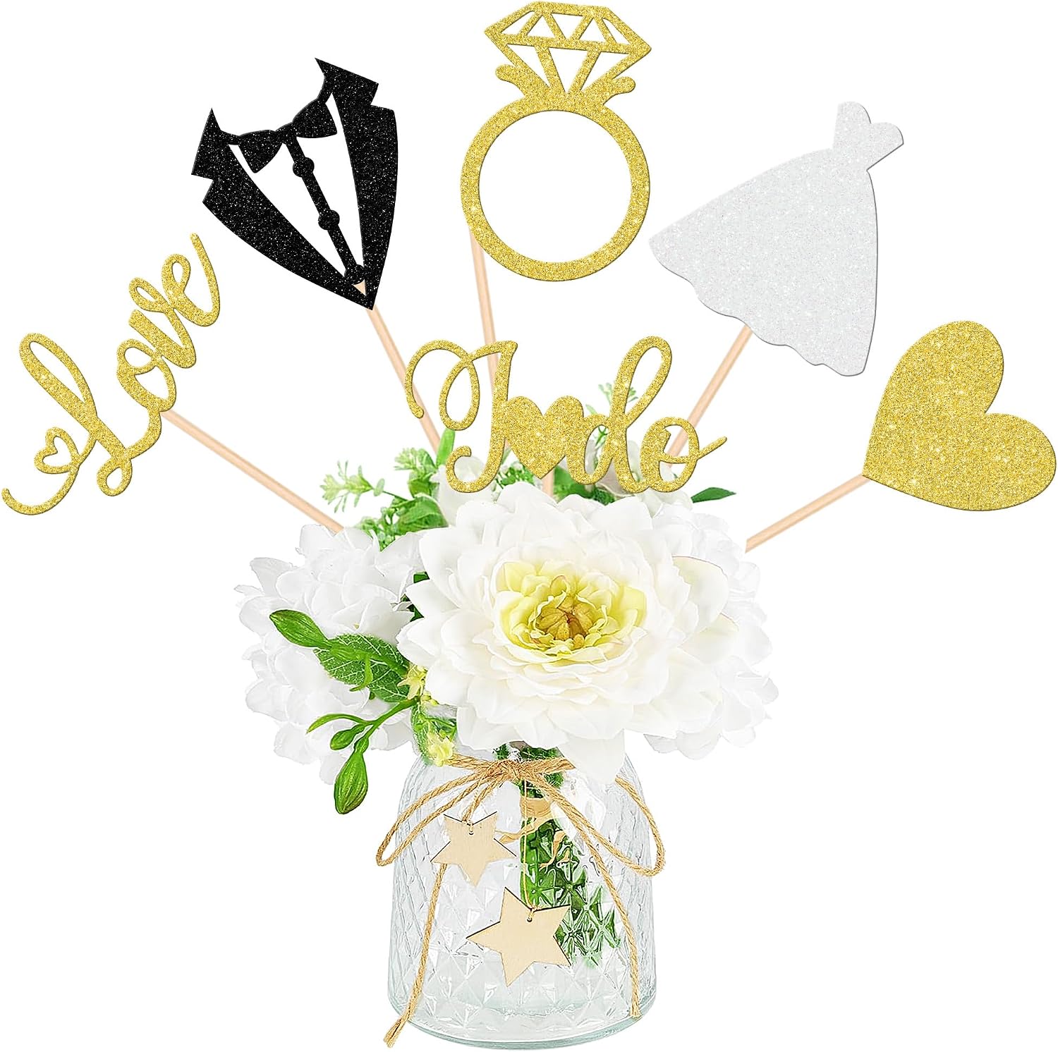 Amazon.com: 12 PCS Wedding Centerpiece Sticks Groom and Bride Love I Do ...