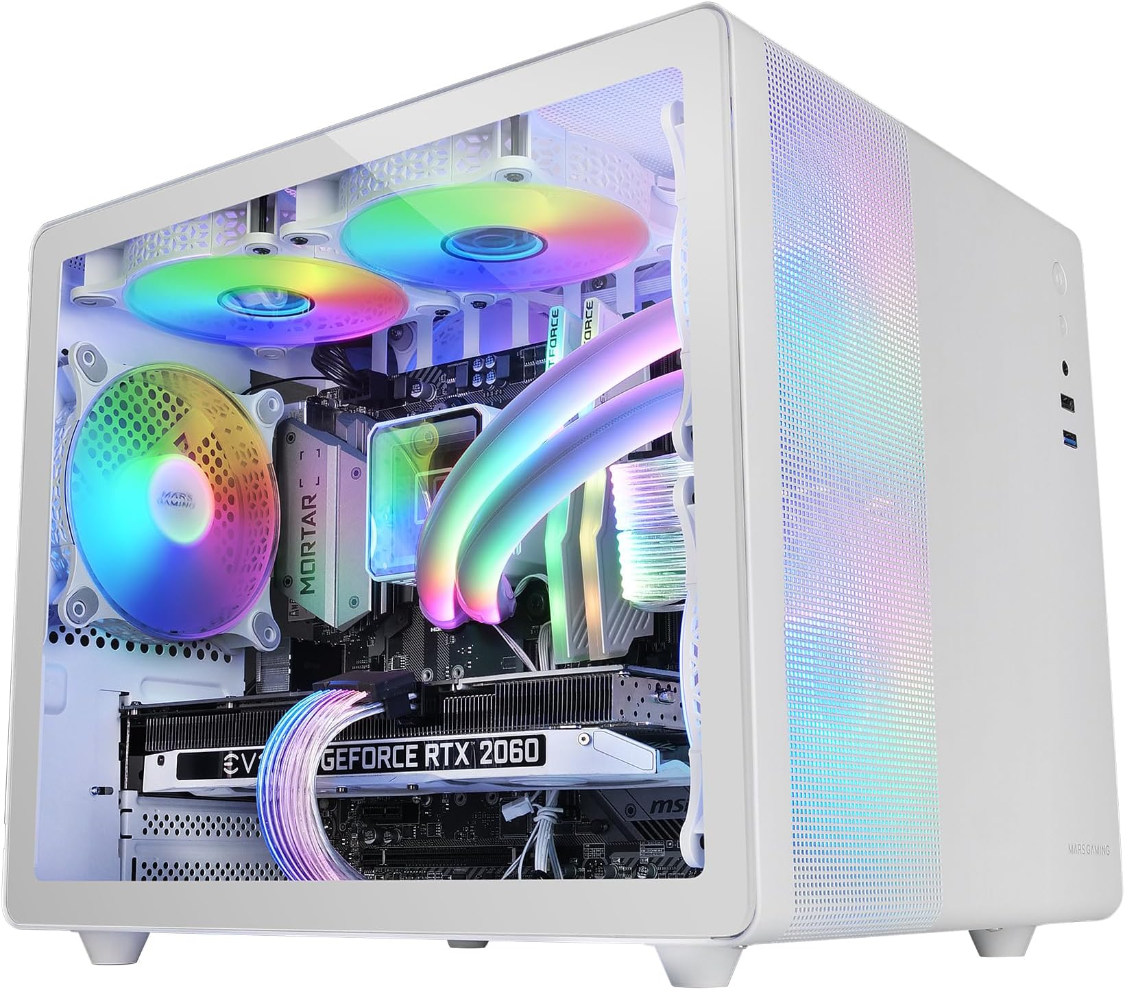 Mars Gaming MC-400 White, Compact Micro-ATX Gaming Case, Full Side ...