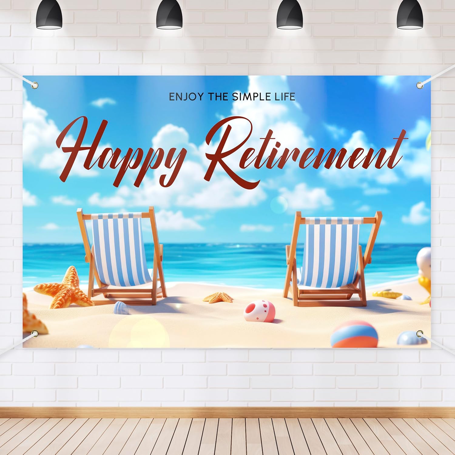 Amazon.com: Happy Retirement Backdrop Banner Summer Hawaiian Beach ...