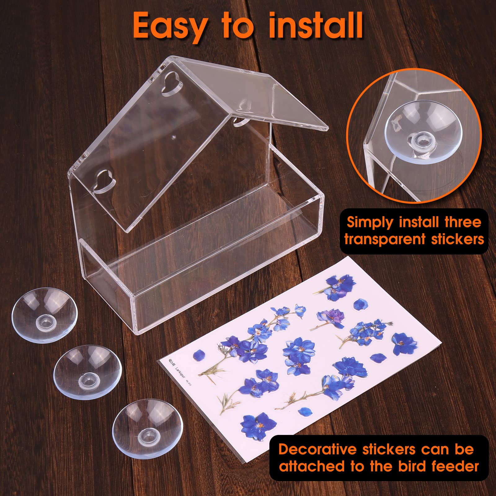 YMGN Window Bird Feeders with Strong Suction Cups, Clear Window Bird ...