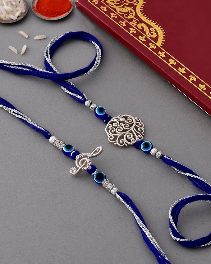 Silver Rakhi Set of 2 Silver Rakhi for Brother 22Kt Rakhi for Men ...