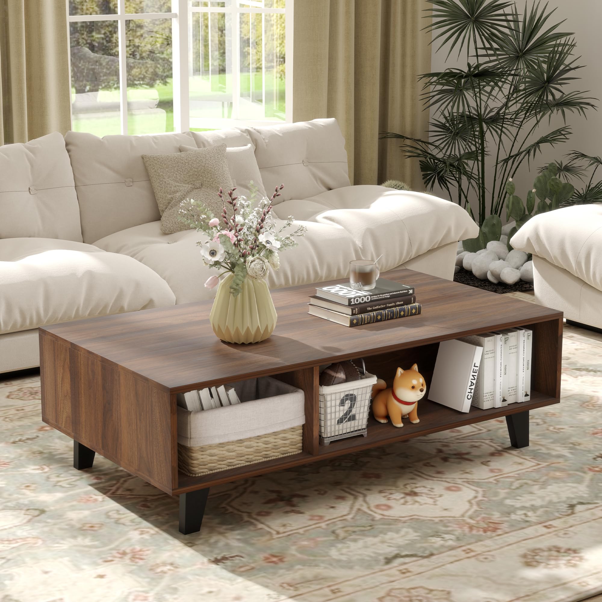 Amazon.com: Furnivado Mid Century Modern Coffee Table, 43 Inch Coffee ...