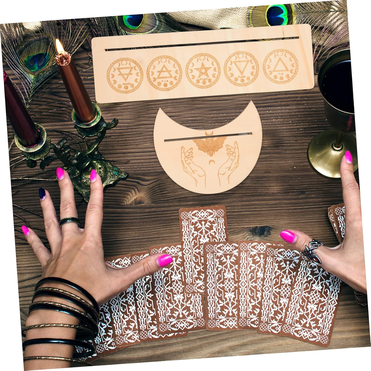 TOYANDONA 1 Unidades de madera rectangular Tarot cubierta Decoración ...