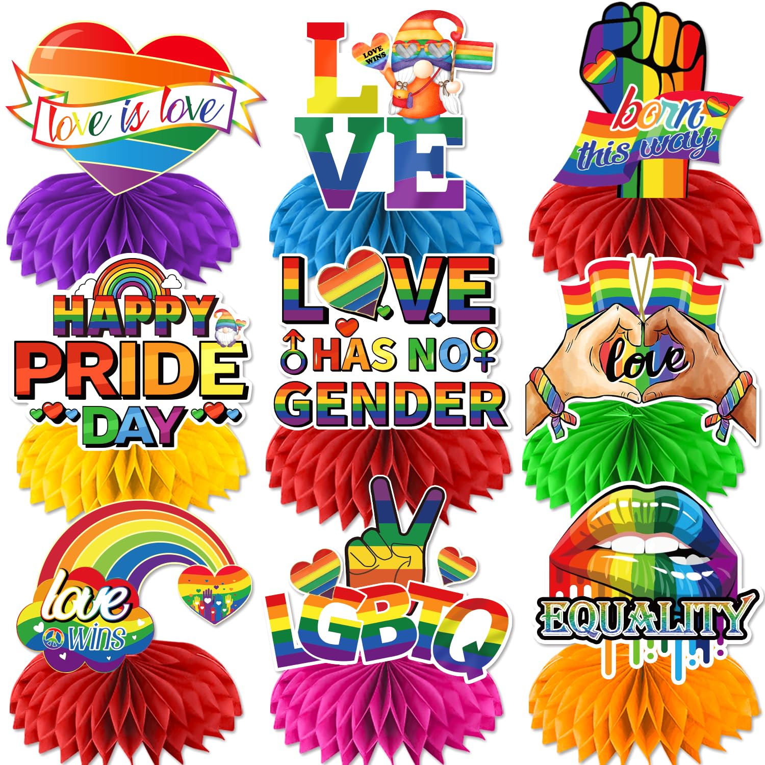 Amazon.com: 9 Pcs Pride Table Decorations, Pride Centerpieces for ...