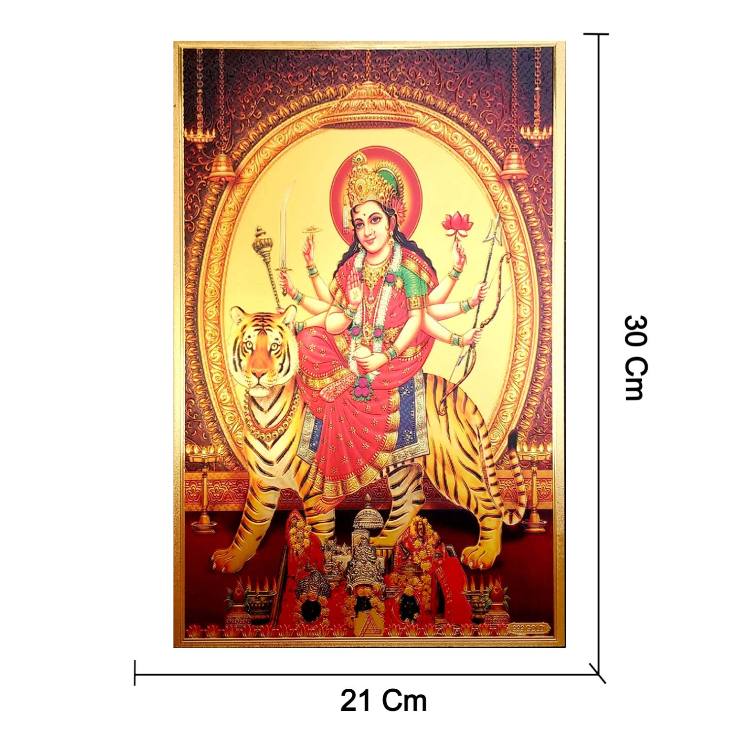Buy ADA Handicraft Hindu Goddess Maa Durga Photo Poster for Pooja & Wall Decoration Gold Foil ...