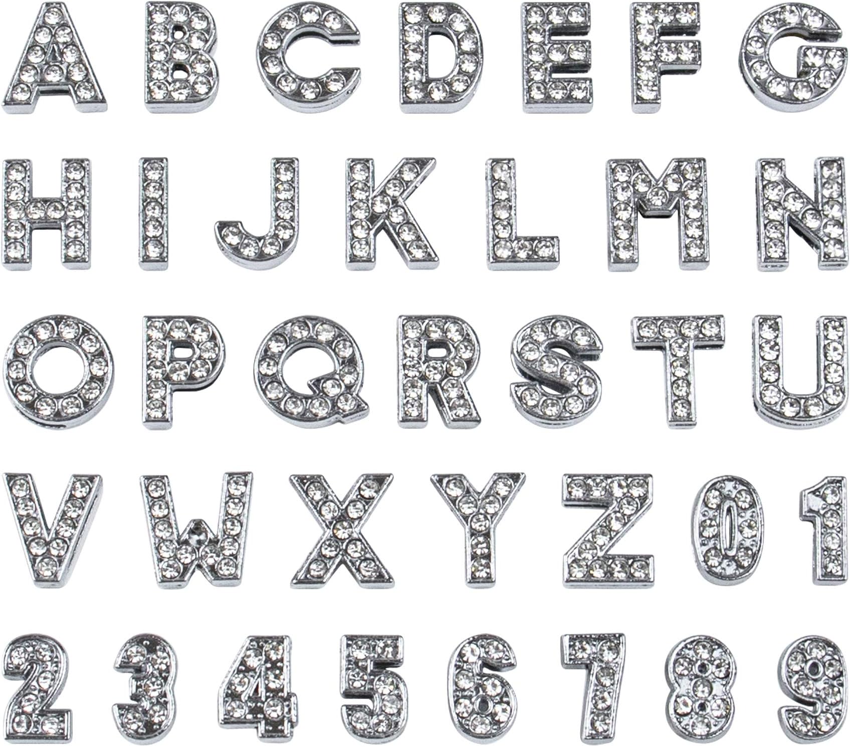 Amazon.com: Poualss 130pcs A-Z 8mm Full Rhinestones Slide Alphabet ...