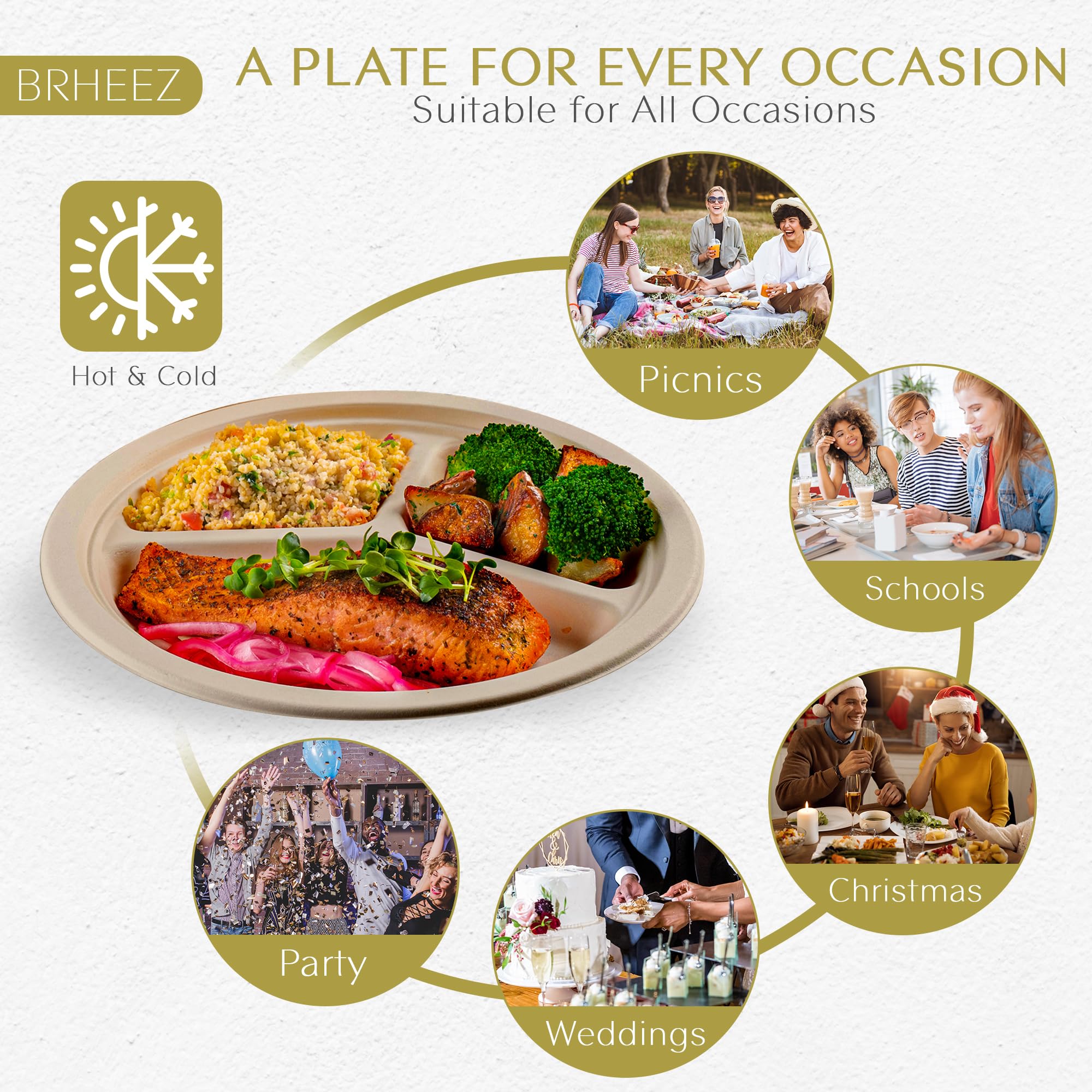 Snapklik.com : Brheez Heavy Duty Compartment Disposable Plates 9 Inch ...