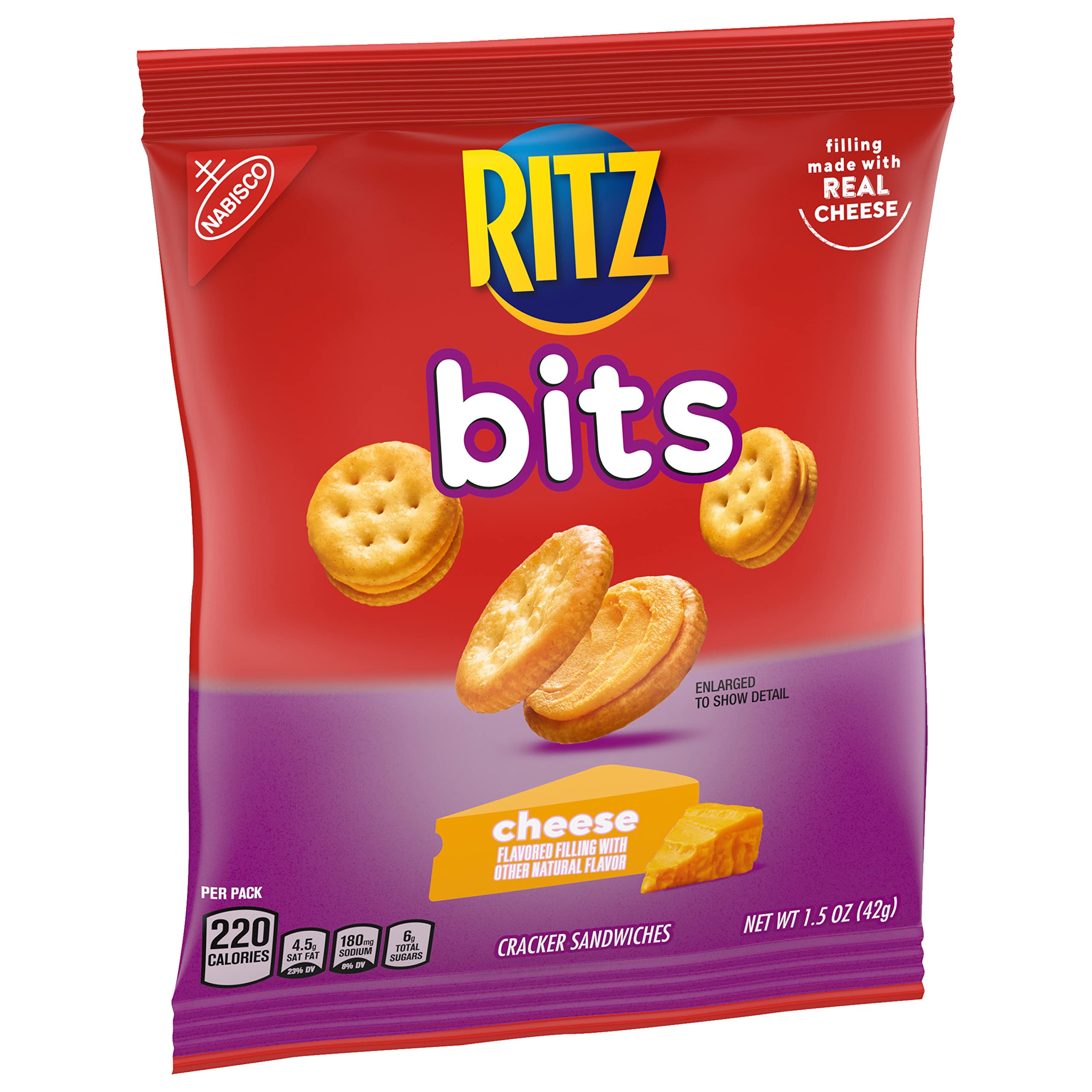 RITZ Bits Cheese Sandwich Crackers, 60 - 1.5 oz Packs