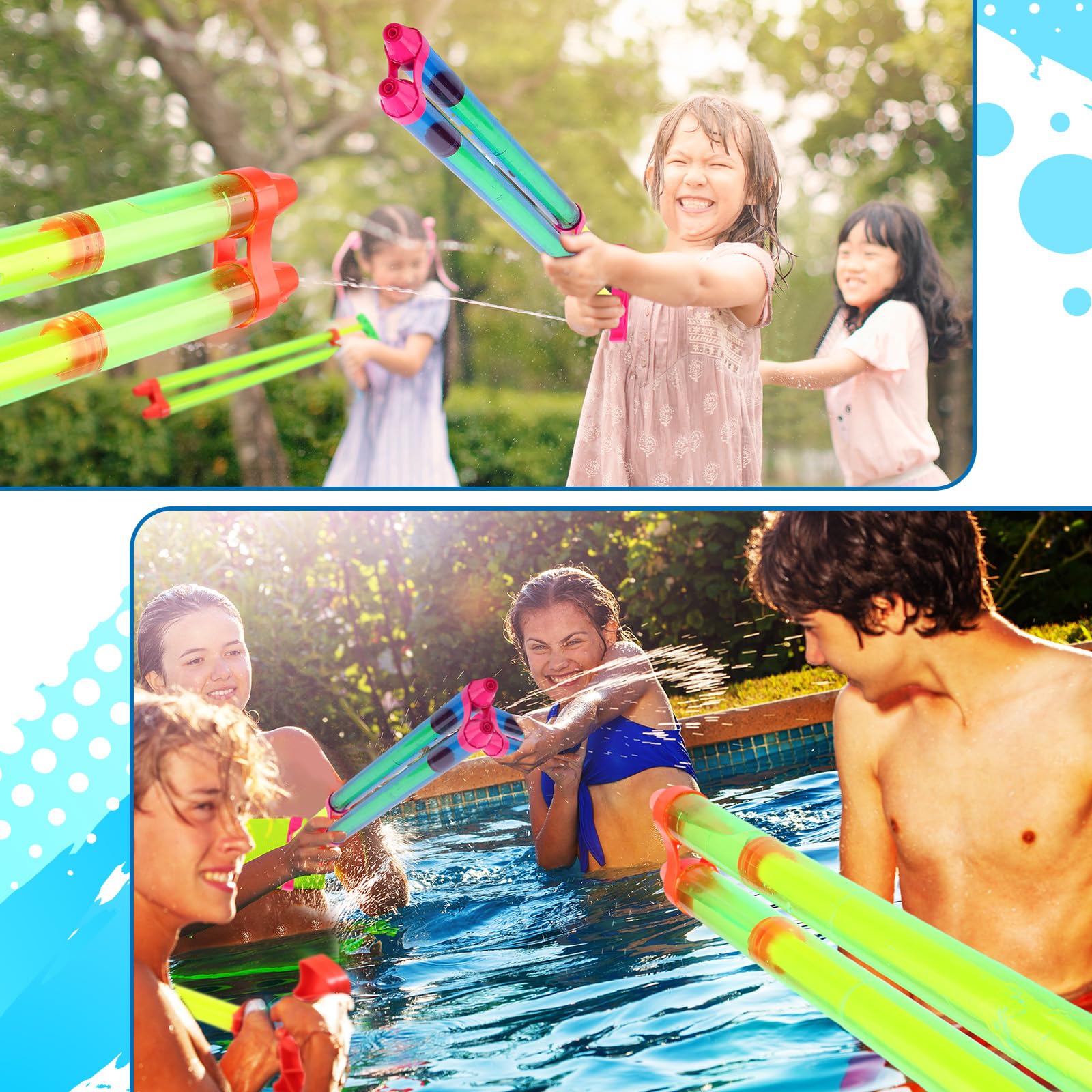Libima 12 Pcs Crayon Water Gun 24.8 Inch Double Tube Water Squirter ...