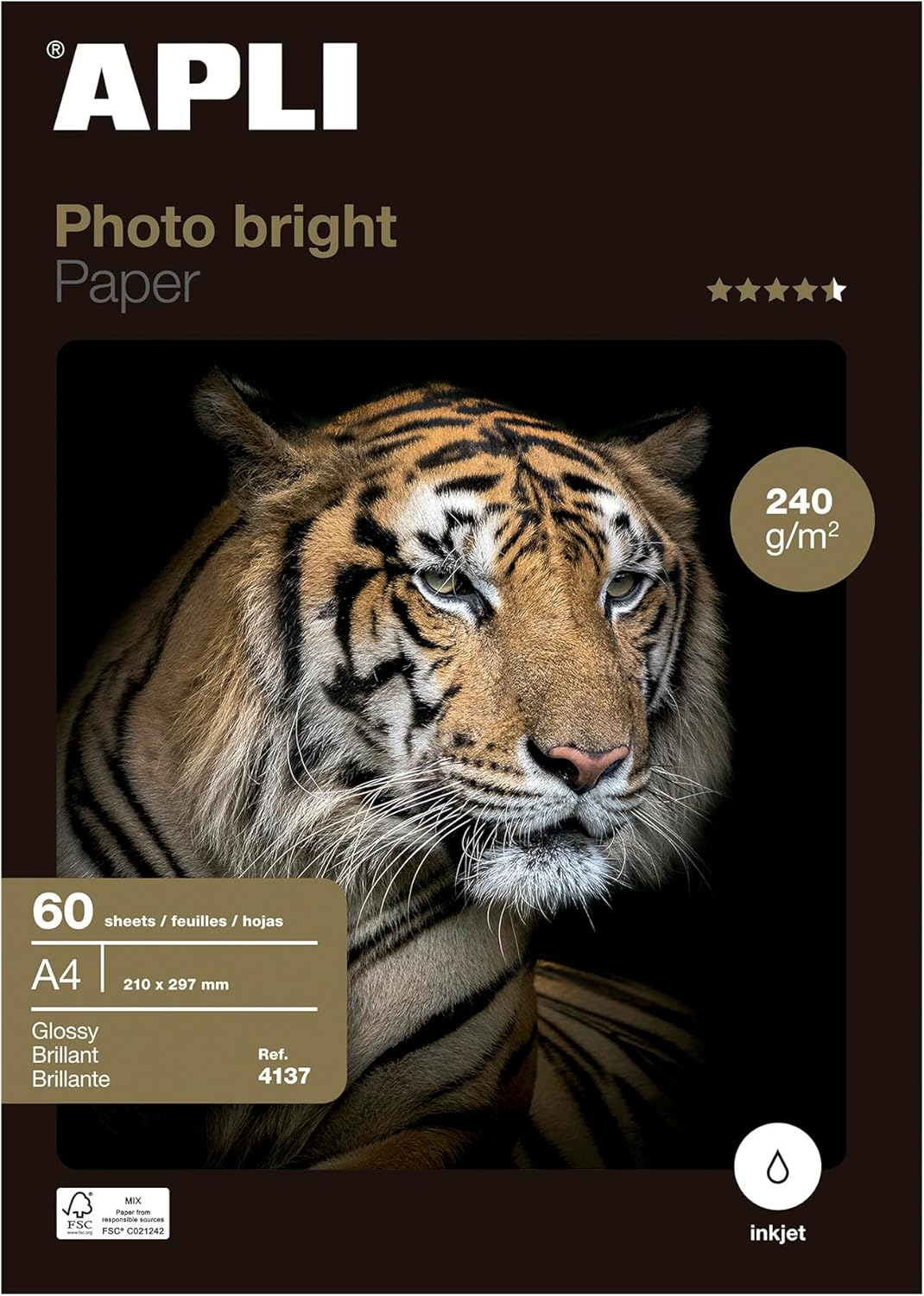 Apli Photo Bright Paper 200gsm A4 Ref 4137 [60 Sheets] : Amazon.co.uk ...