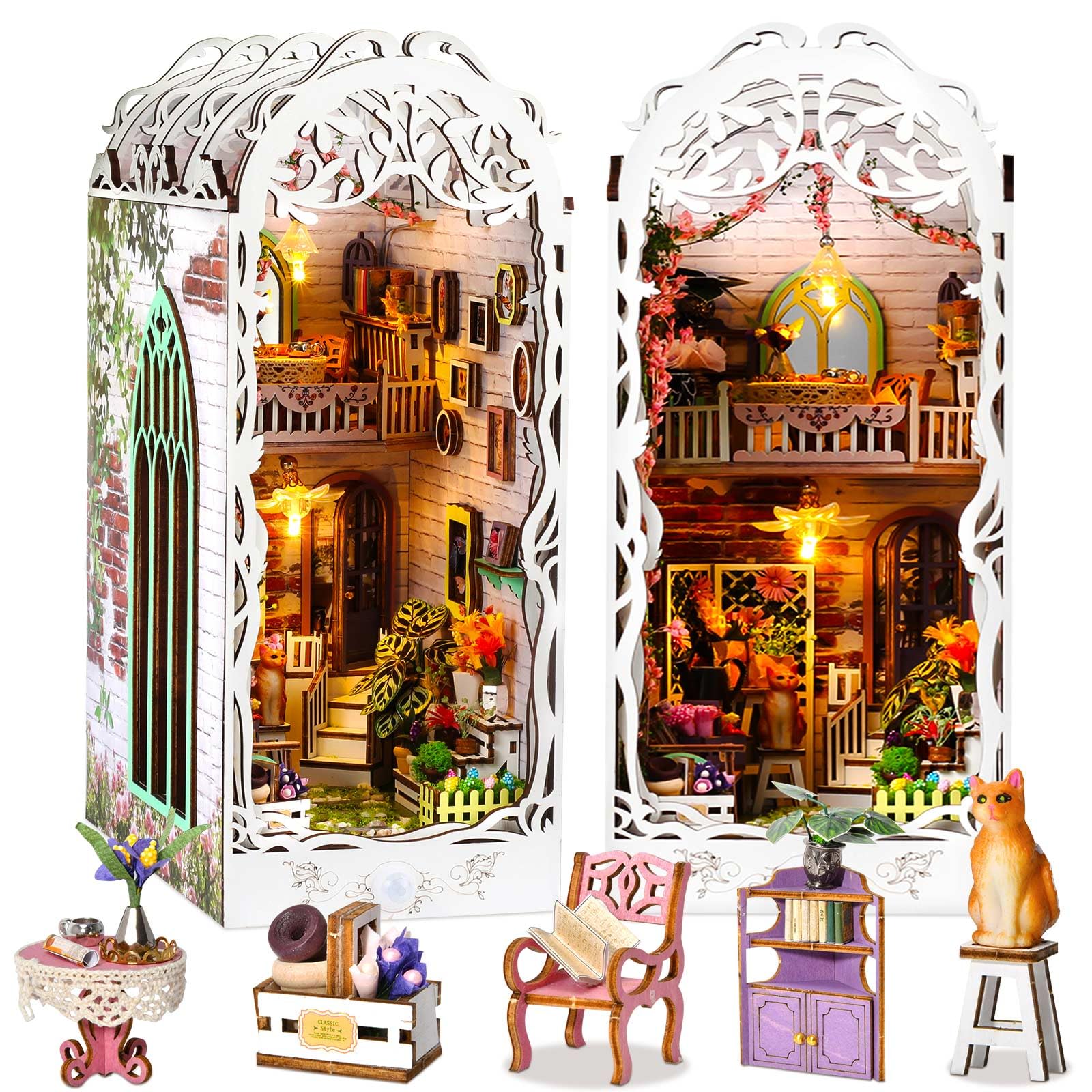 PeaZeLee Book Nook Kit, DIY Book Nook Kits for Adults, 3D Wooden Puzzle ...