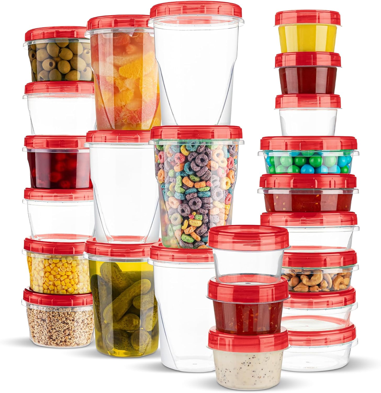 Amazon.com: PLASTICPRO 24 Pack Twist Top Containers Assorted Sizes ...