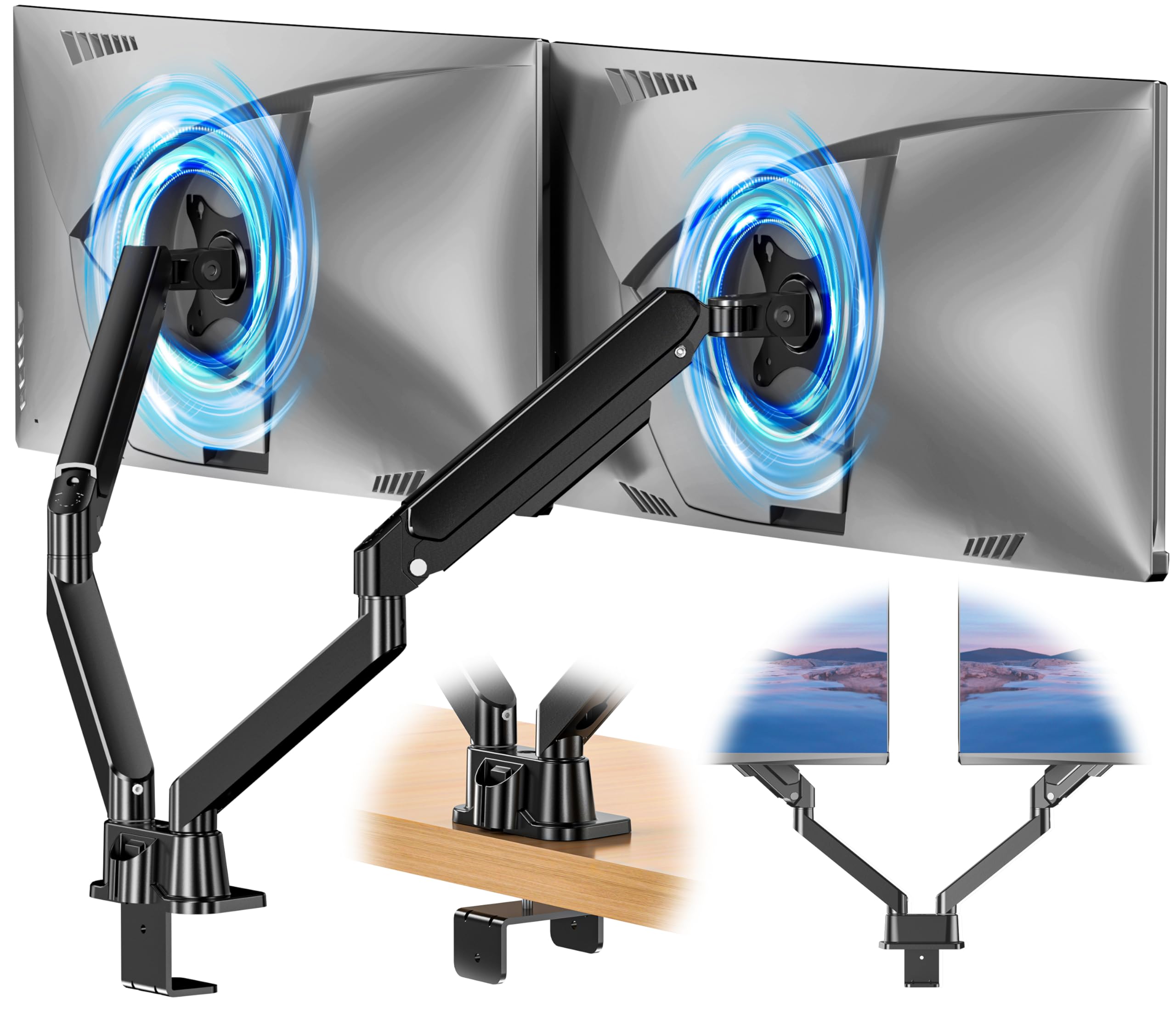 Heymix Dual Monitor Arm Adjustable Computer Monitor Arm Gas Spring ...