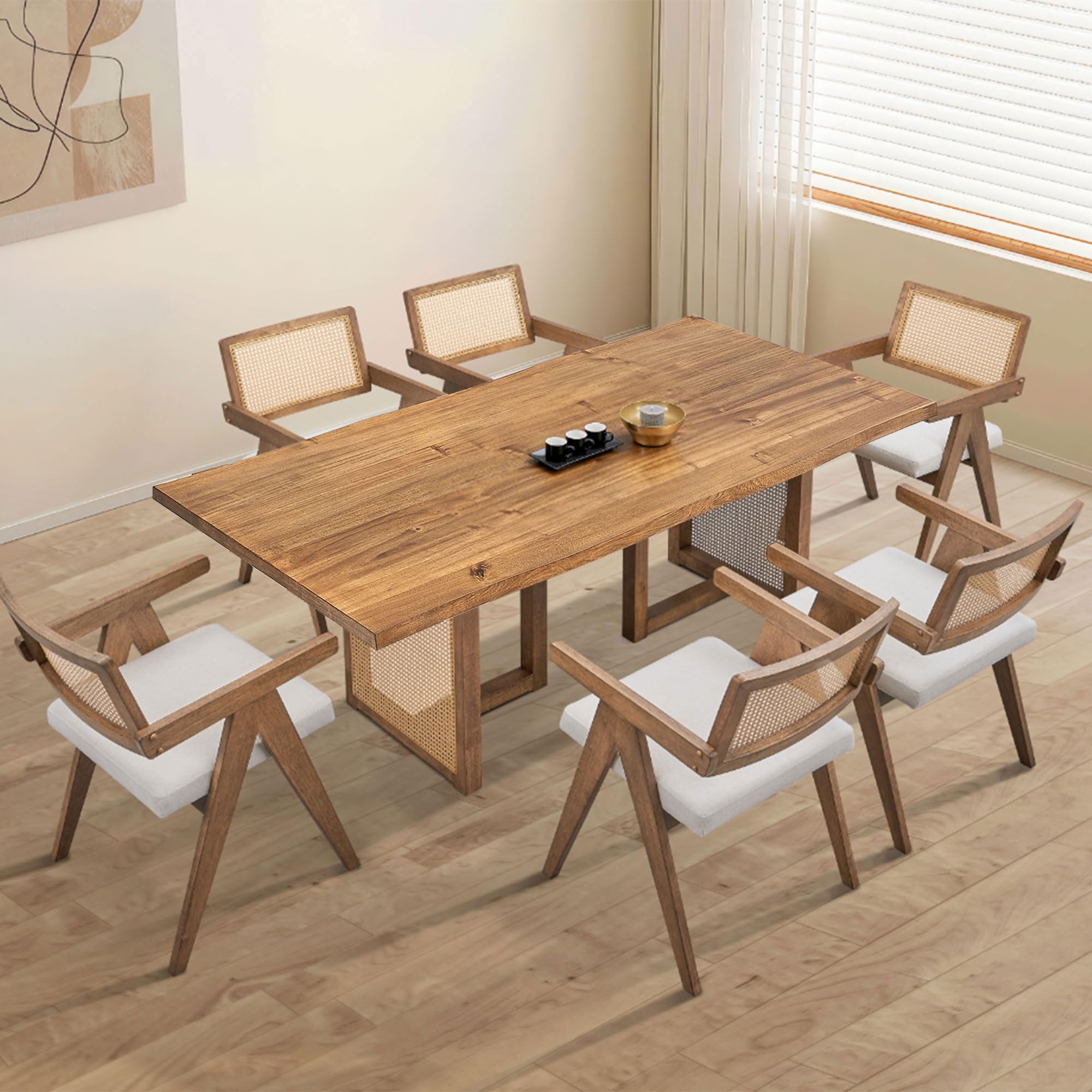 Amazon.com - WILLIAMSPACE 70.87" Wood Dining Table Set for 6 to 8, Mid ...