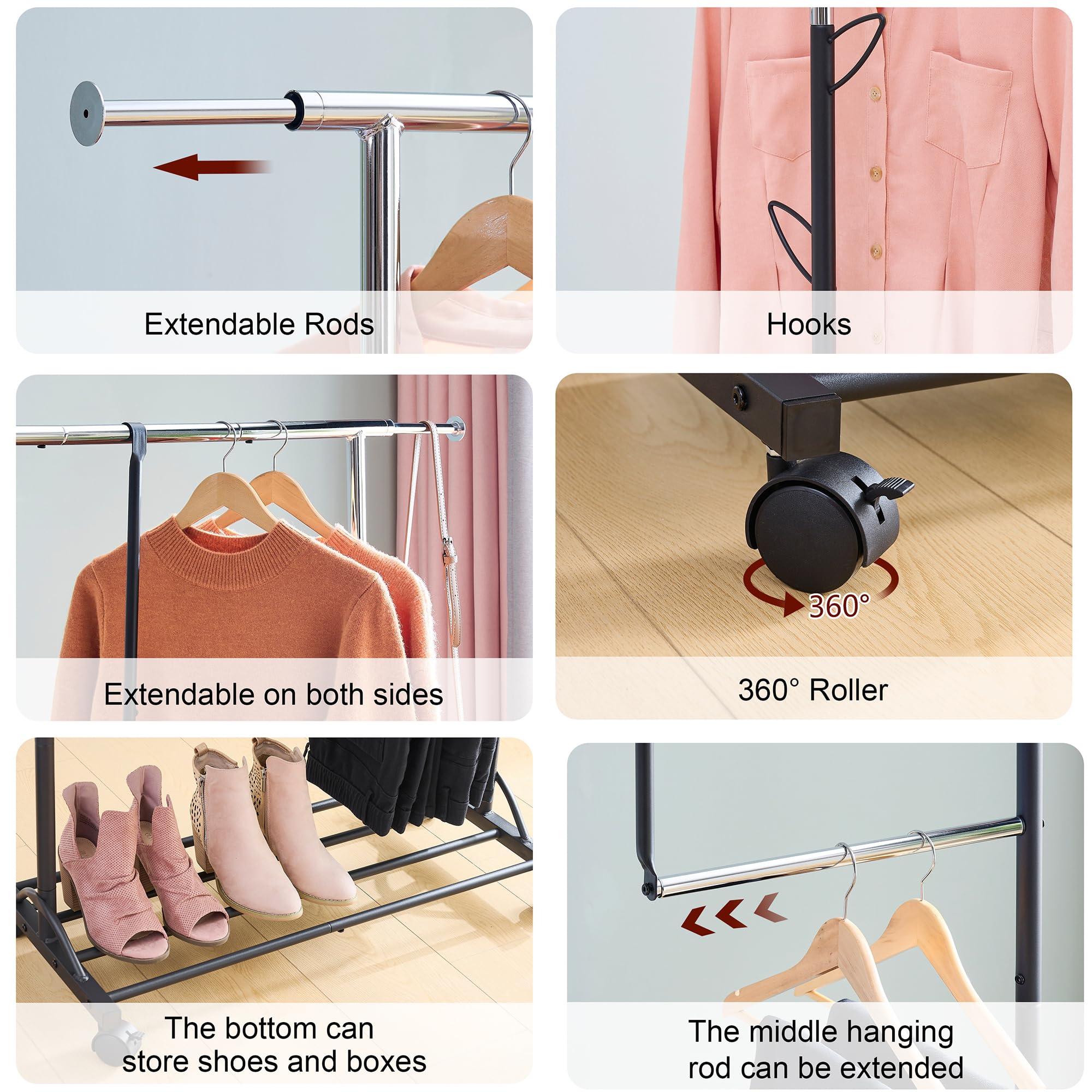 Snapklik.com : Tajsoon Clothes Rack,Heavy Duty Double Rods Clothes ...