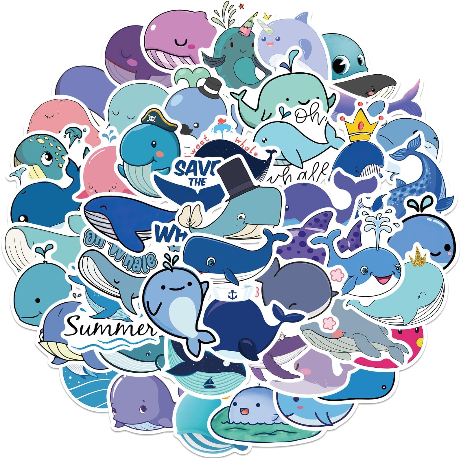 Amazon.com: Popeoiuh 50pcs Dolphin Sticker Pack- Cute Dolphin Decals ...