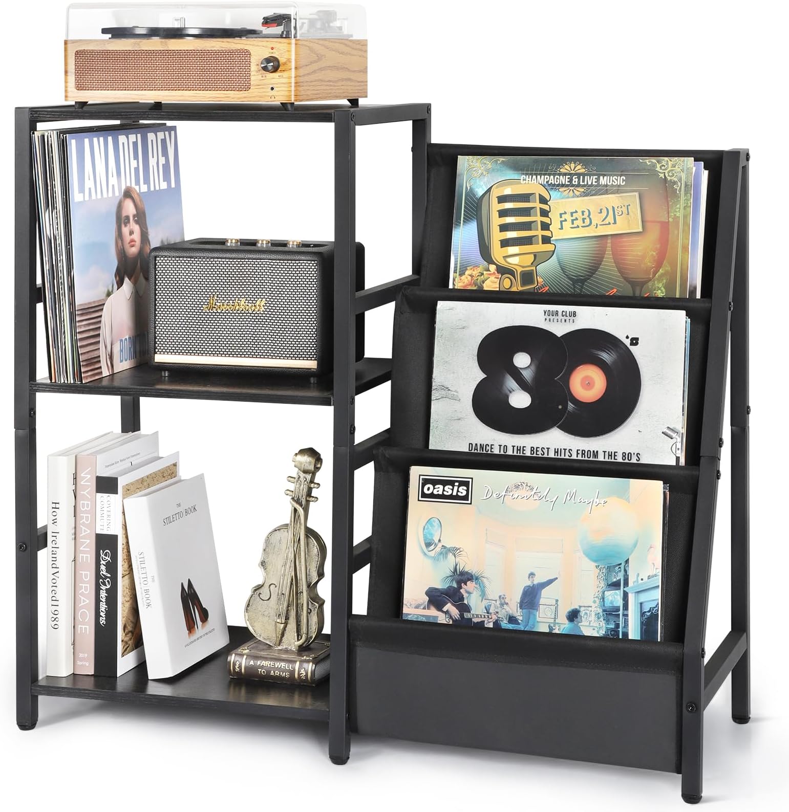 3-Tier Vinyl Record Stand, Large Record Holder Stand Up To 150 Albums ...