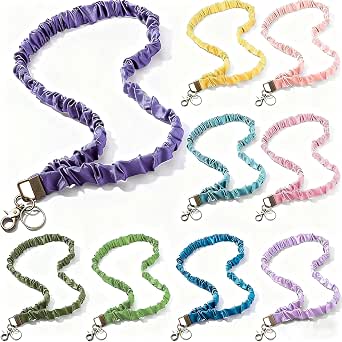 Amazon.com: FYSUIMU 9Pcs Stretchy Scrunchie Lanyard for ID Badge and ...