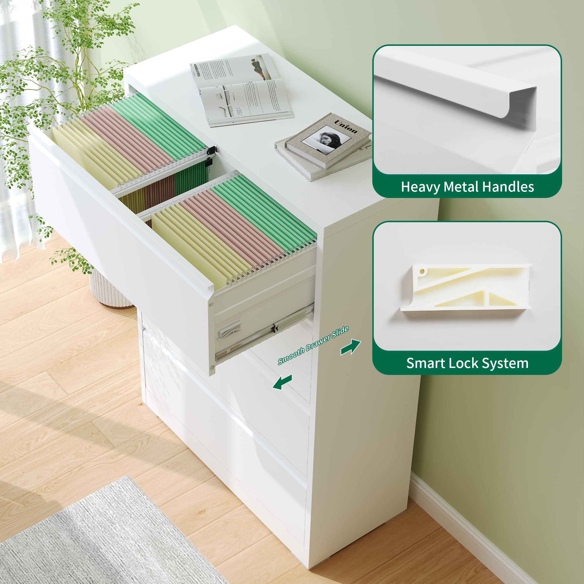 Snapklik.com : BIZOEIRON 4 Drawer Lateral File Cabinet