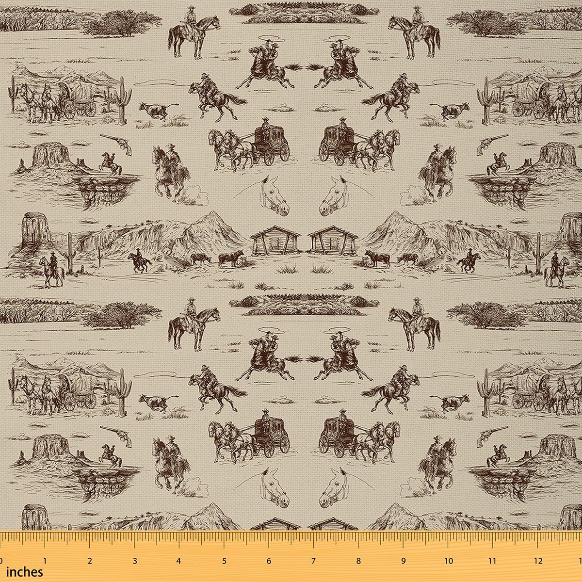 Amazon.com: Western Cowboy Decorative Waterproof Outdoor Fabric 1 Yard ...
