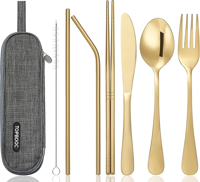 Amazon.com: Portable Stainless Steel Flatware Set, Travel Camping ...