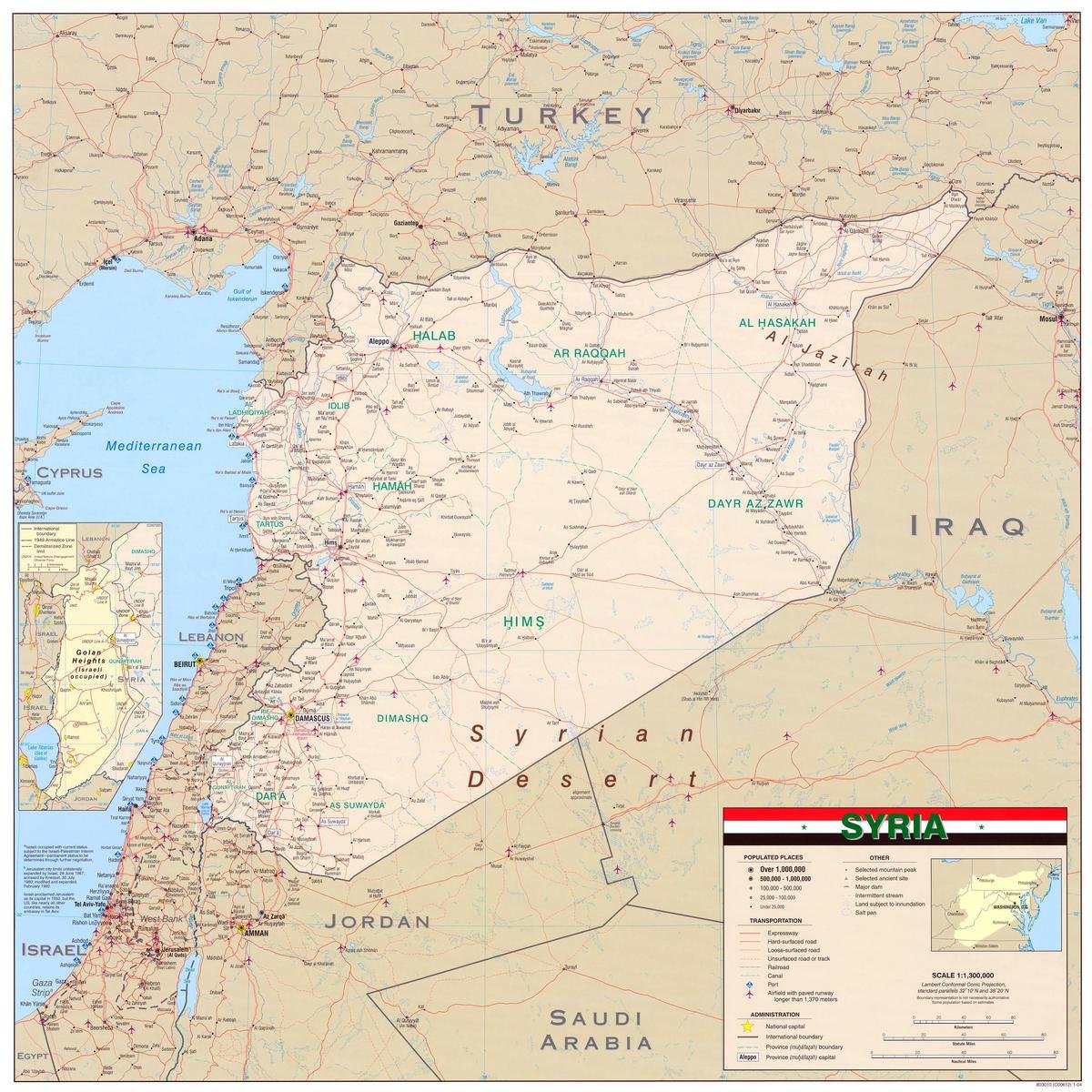 Gifts Delight Laminated 24x24 Poster Political Map Maps Of Syria ...