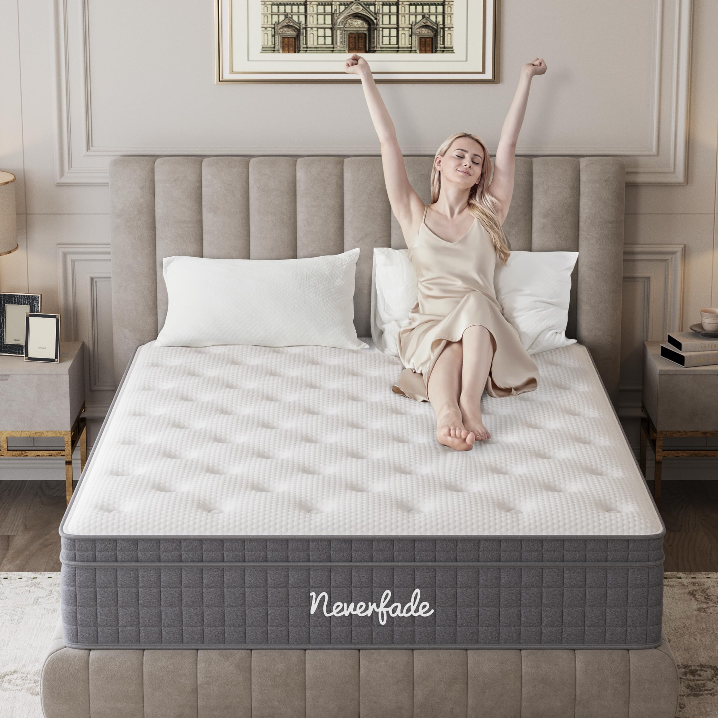 Amazon.com: Neverfade 12 Inch Queen Mattress, Medium Firm Gel Memory ...