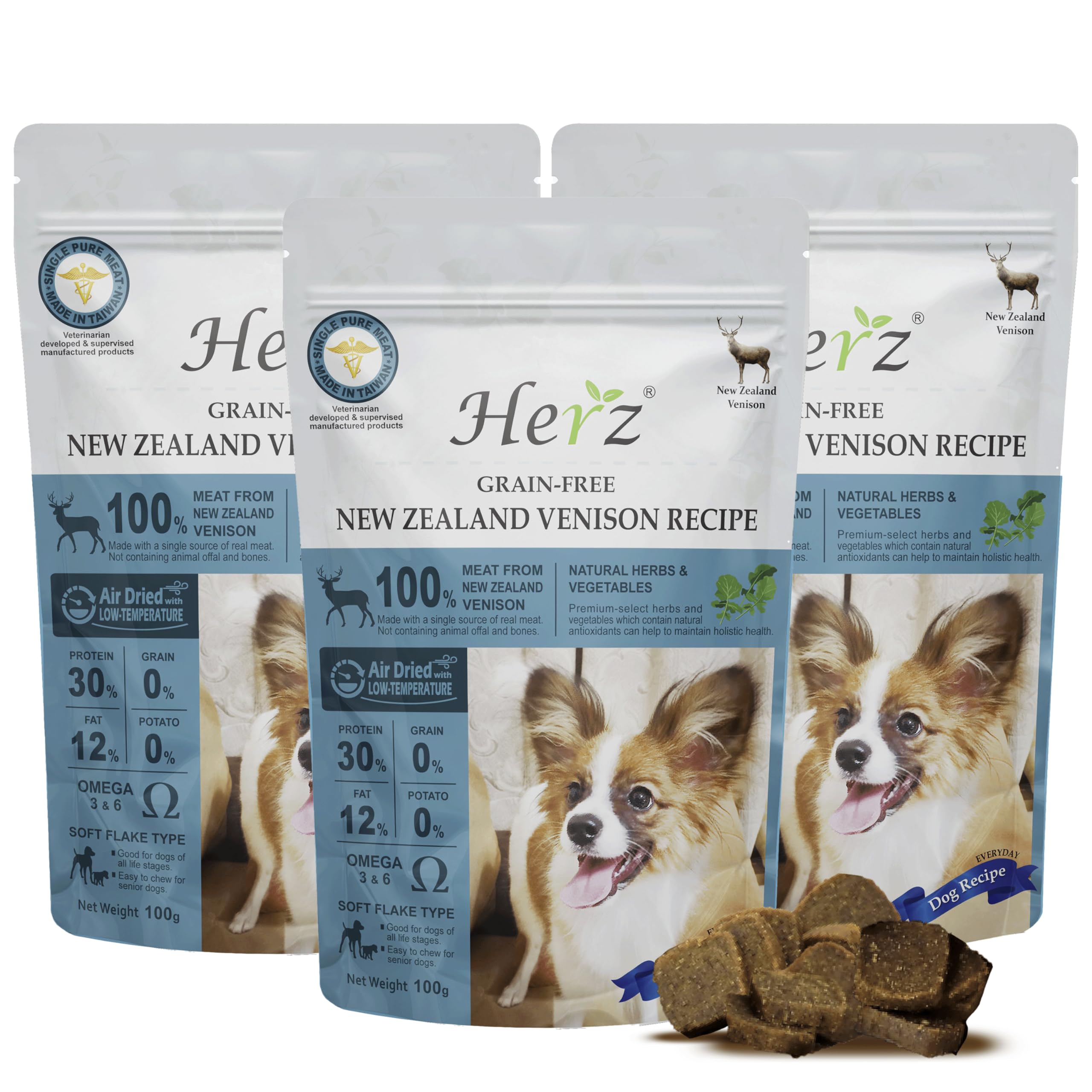 Amazon.com: Herz Air-Dried Dog Food – Pack of 3 – New Zealand Venison ...