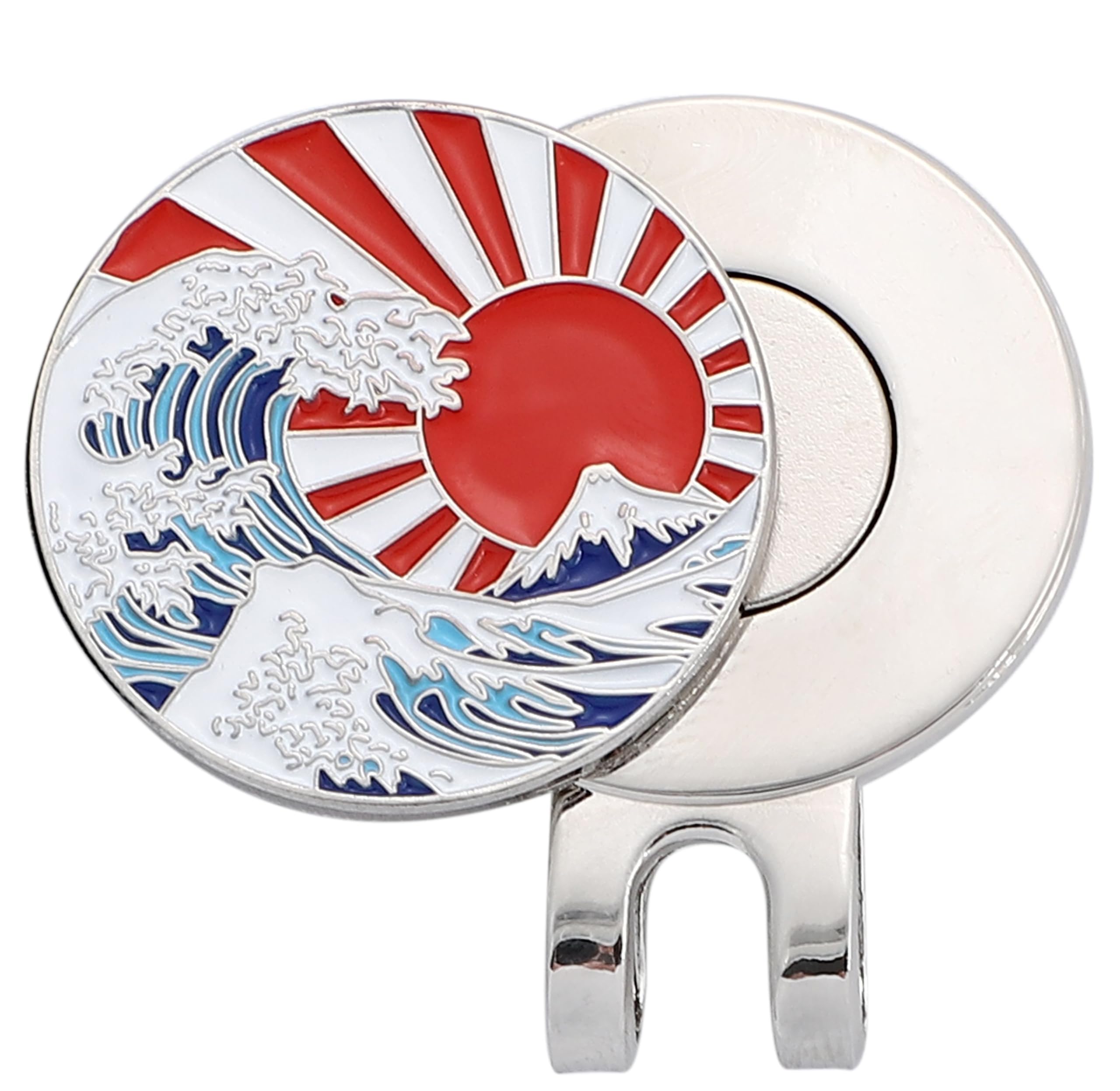 Amazon | Don Flyee ゴルフ マーカー マグネット ハット クリップ 葛飾北斎 富嶽三十六景 神奈川沖浪裏 旭日旗 E0004 | Don Flyee | ゴルフマーカー