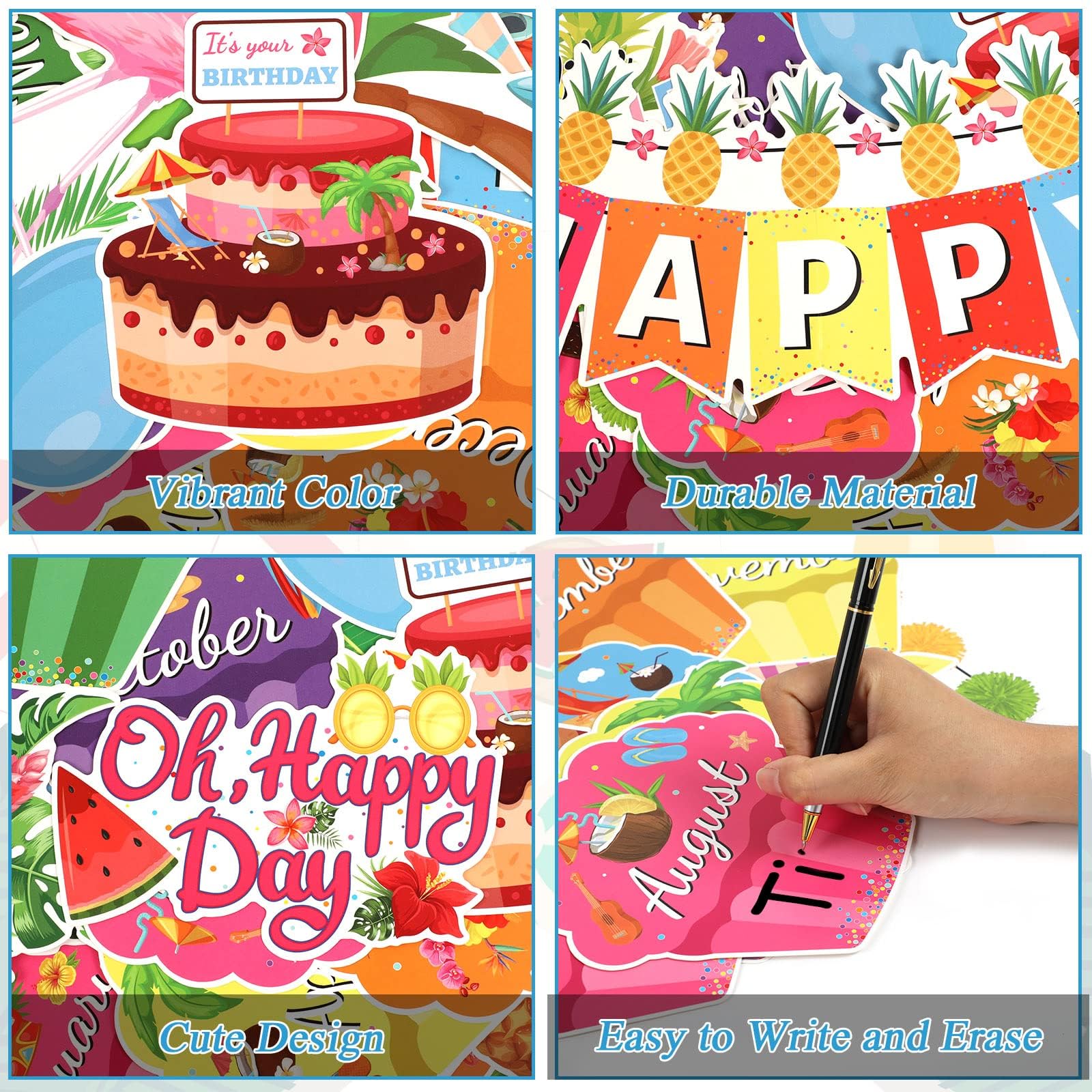 Snapklik.com : 36 Pieces Tropical Happy Birthday Bulletin Board Set ...