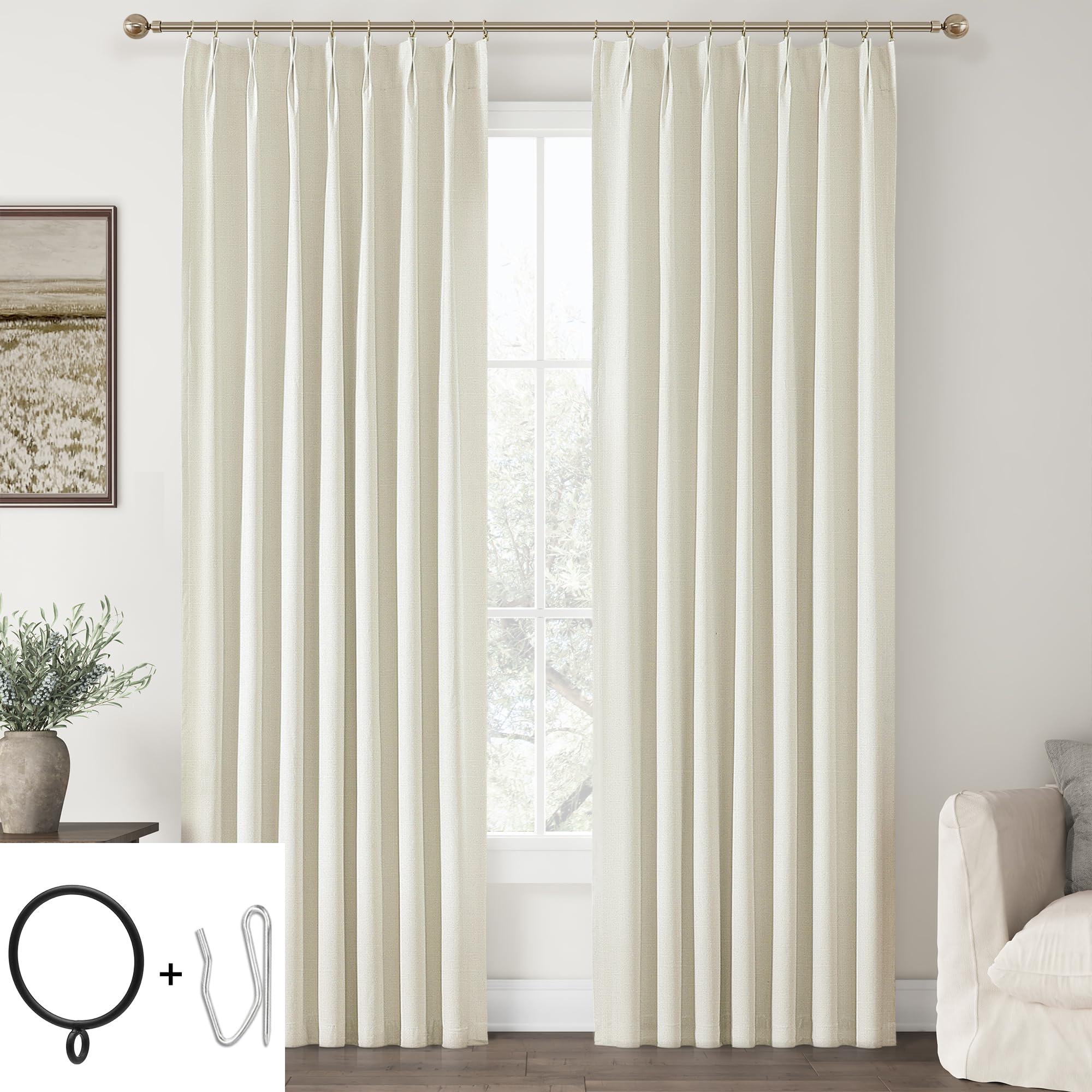 Amazon.com: 100% Blackout 90 Inch Curtains for Living Room Pinch ...