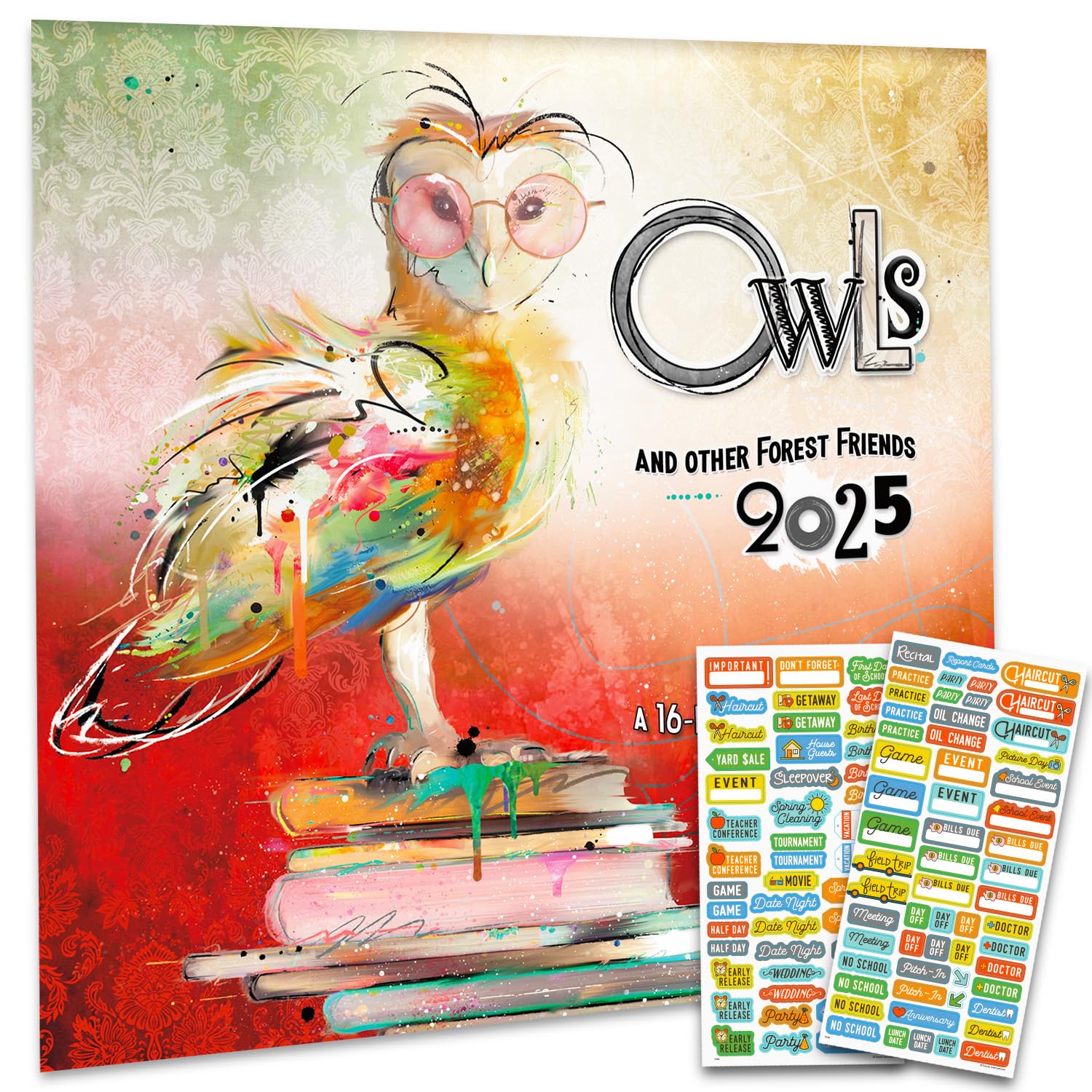 Amazon.com: Owls Calendar 2025 - Deluxe 2025 Watercolor Animals Wall ...