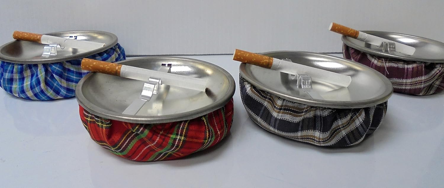 Amazon.com: 2 Plaid Fabric Weighted Ashtrays SKU:Ash11-2 : Home & Kitchen