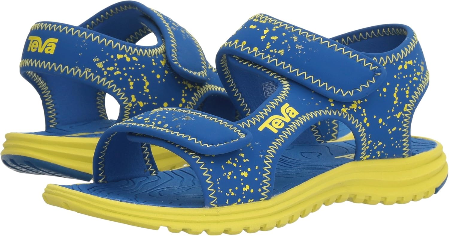Amazon.com | Teva Boy's Tidepool Sandal, Blue/Lime Splatter, 5 M US Big ...