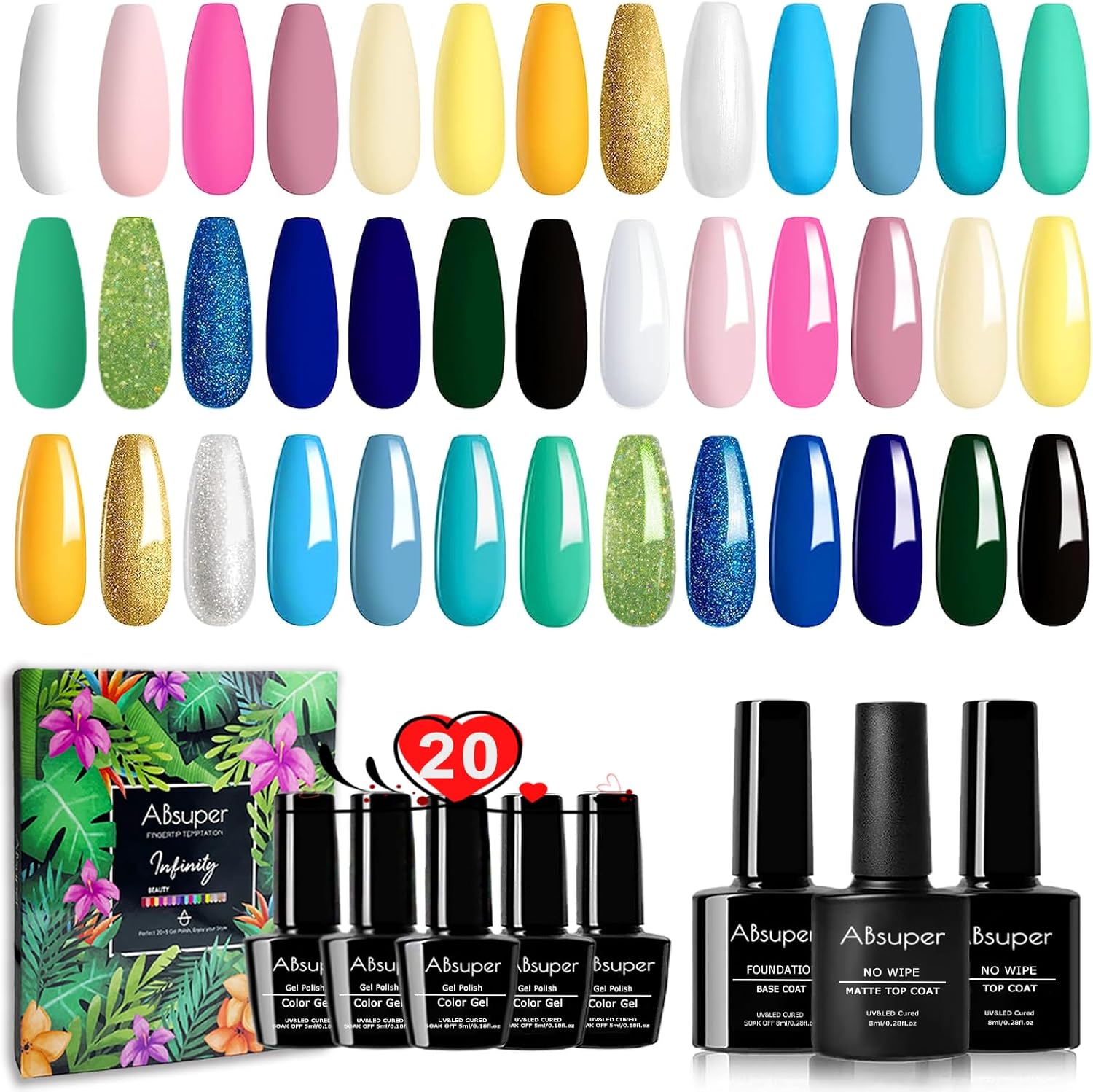 UV Gel Nail Polish, 23Pcs Nail Salon Set, DIY Gel Polish Starter Kit ...