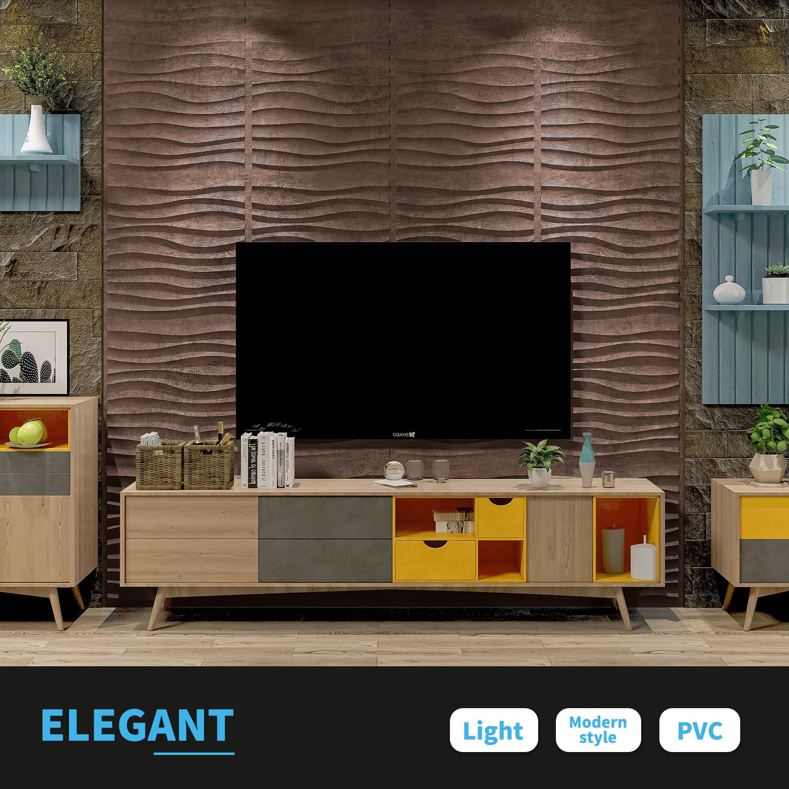 Art3d PVC Wave Panels for Interior Wall Decor, Antique Copper Textured ...