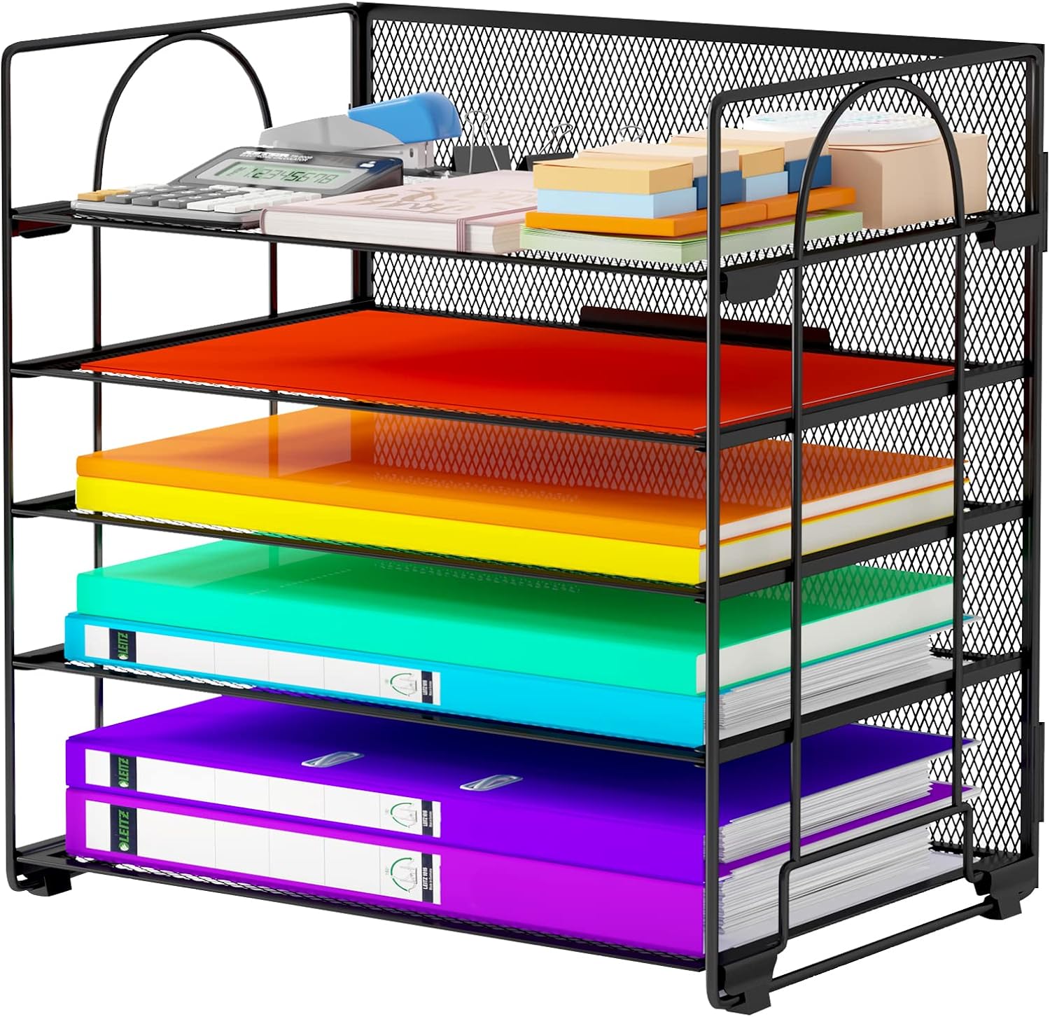 Amazon.com: 5-Tray Desktop File Organizer with Drawer & Pen Holders ...