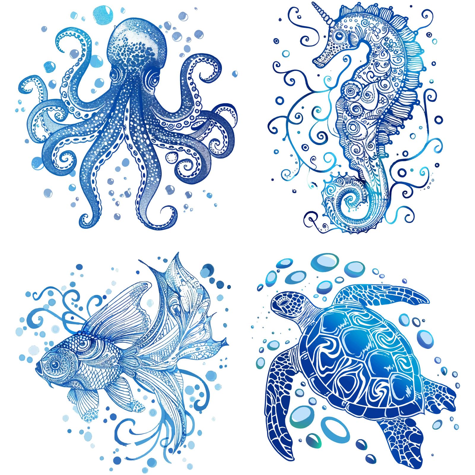 Amazon.com: GORGECRAFT 4Pcs 6.3 Inch Ocean Animal Window Decals Marine ...