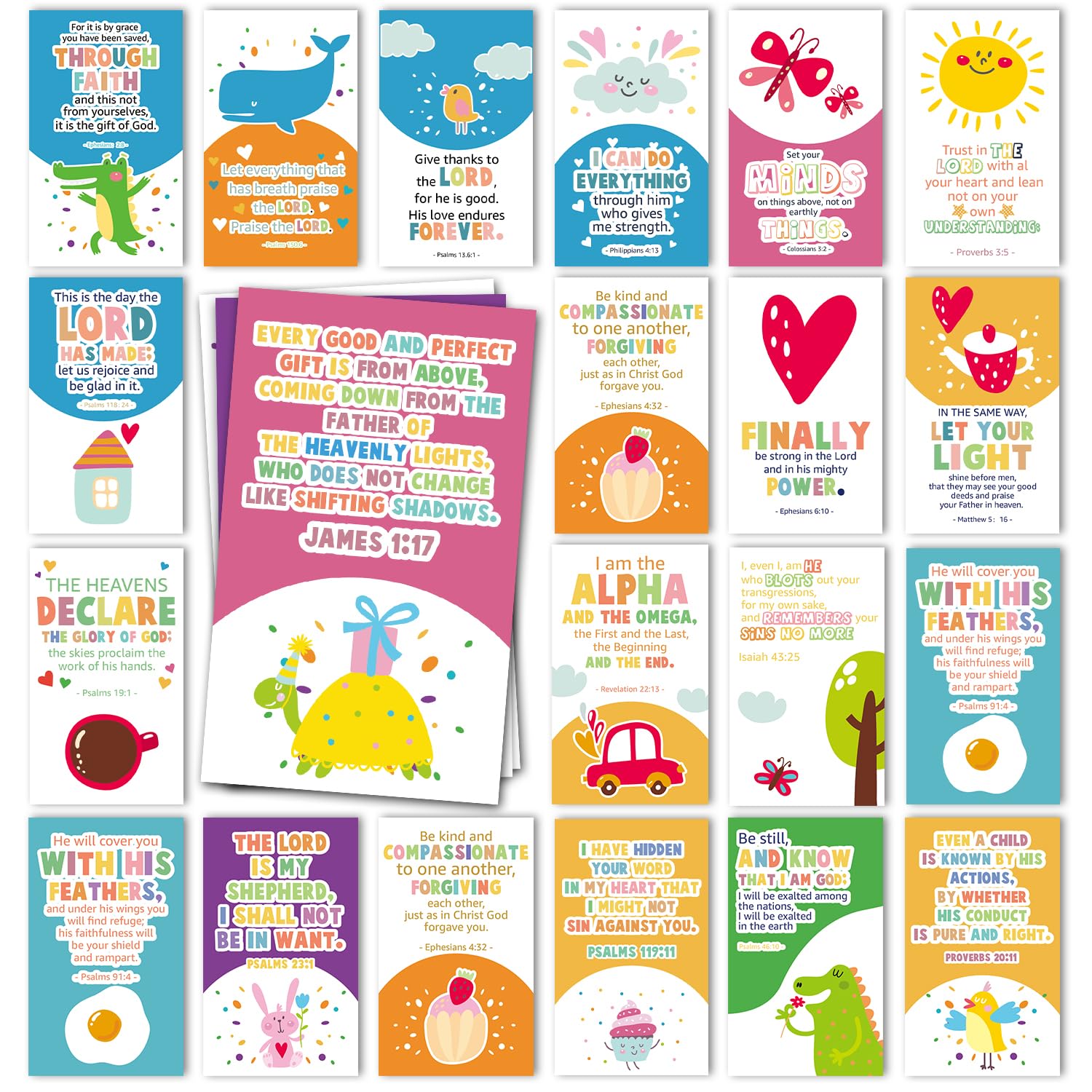 Buy 60 Mini Scripture Prayer Cards with Assorted Bible Verses for ...