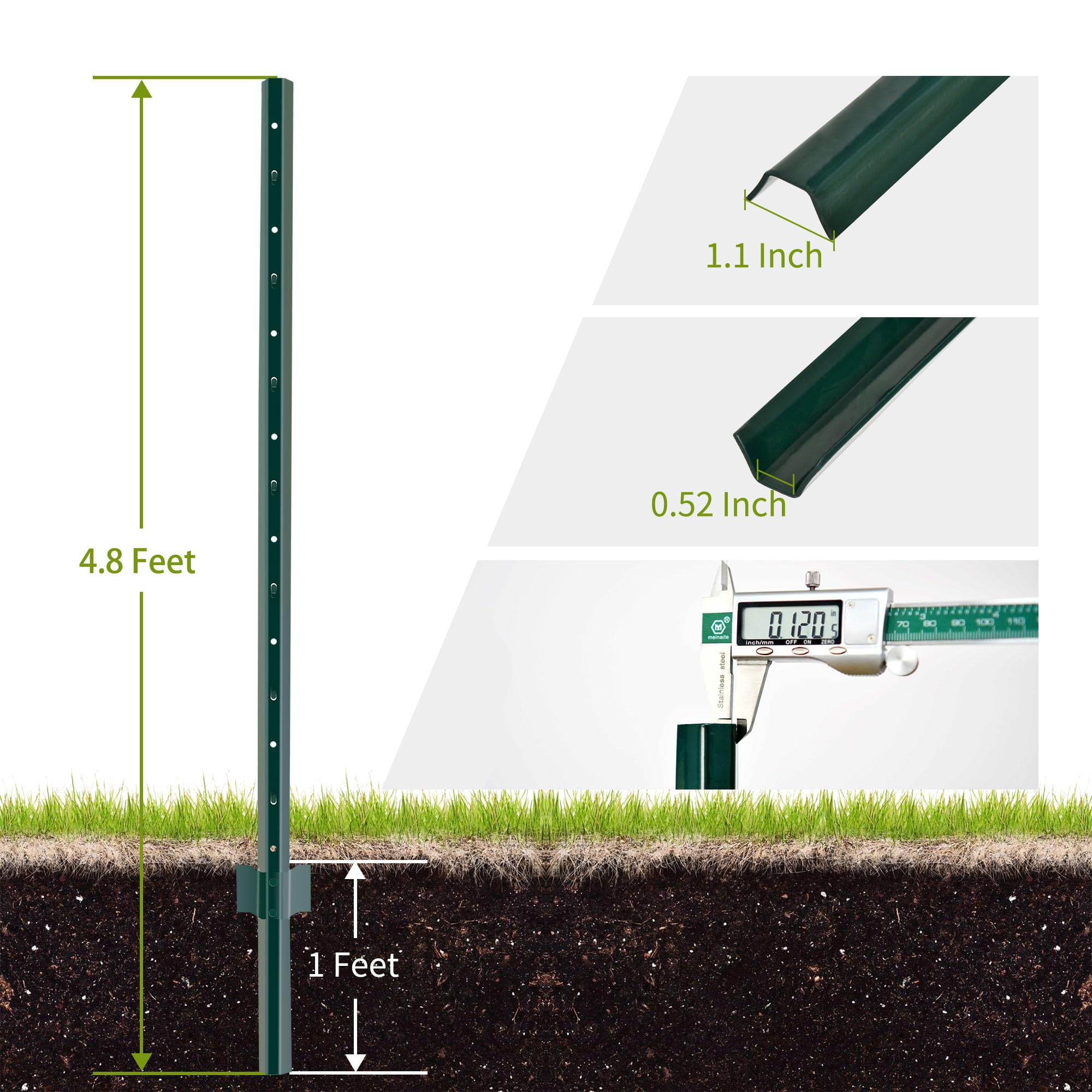 10 Pack Fence Post 4.8 Feet Height, Sturdy Duty T Post & U Post Metal ...